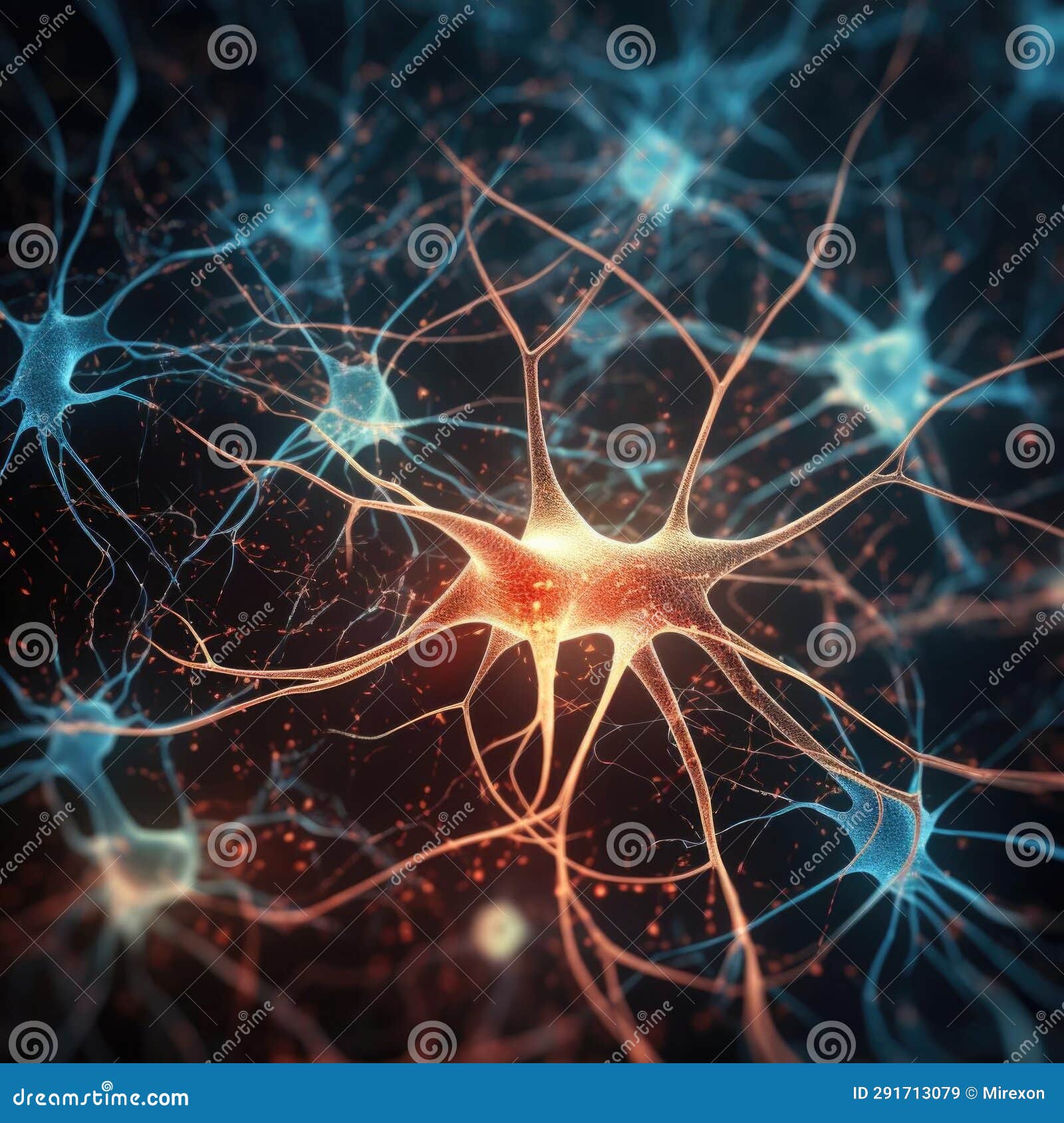 Neuron Cells with Glowing Link Nodes in Abstract Dark Space Stock ...