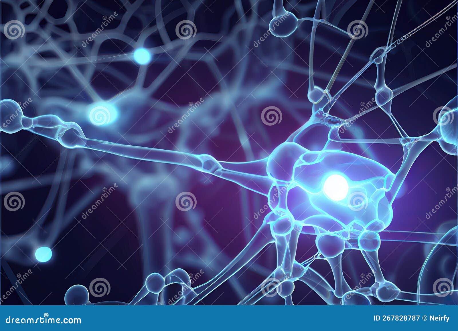 Neuron Cells with Light Impulses Stock Illustration - Illustration of ...