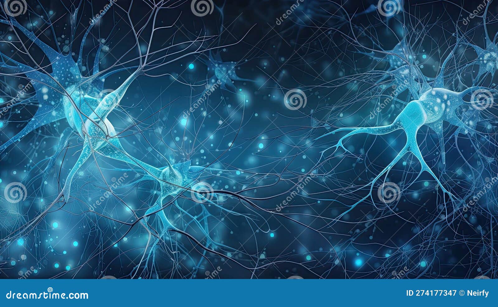 Neuron Cells with Light Impulses Stock Illustration - Illustration of ...