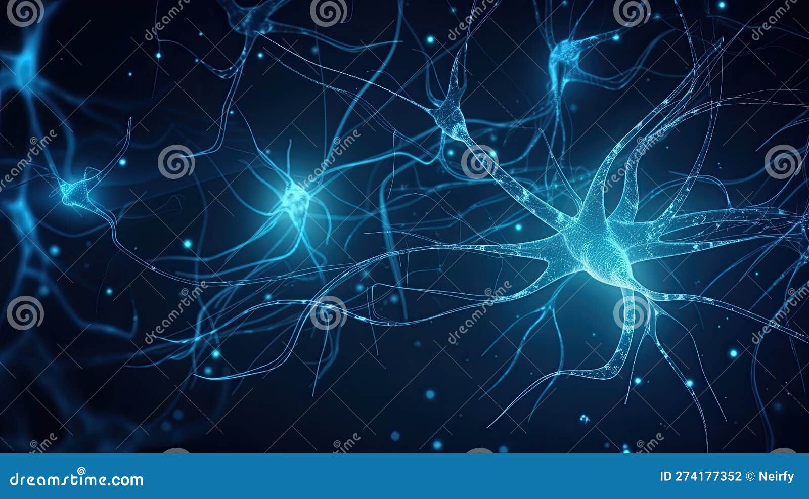 Neuron Cells with Light Impulses Stock Illustration - Illustration of ...
