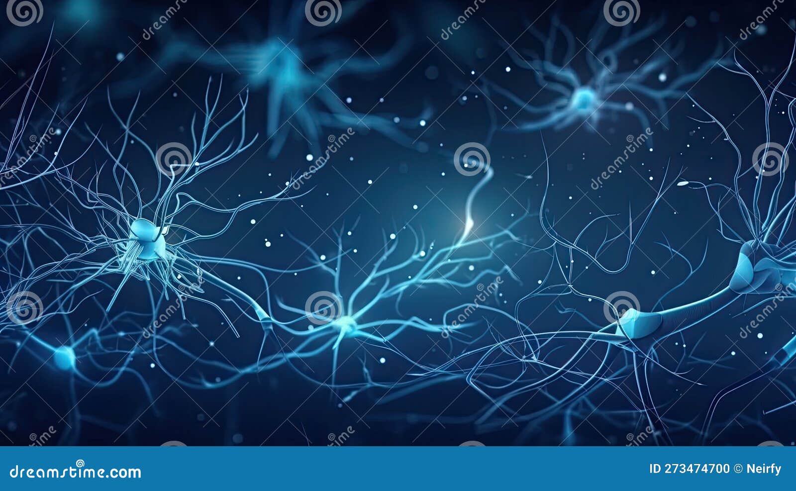 Neuron Cells with Light Impulses Stock Illustration - Illustration of ...