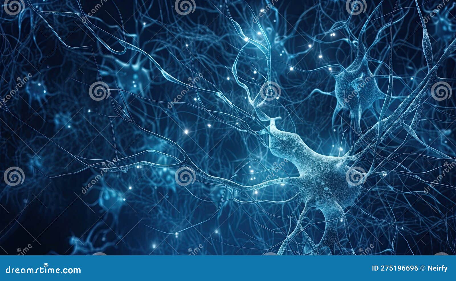 Neuron Cells with Light Impulses Stock Illustration - Illustration of ...