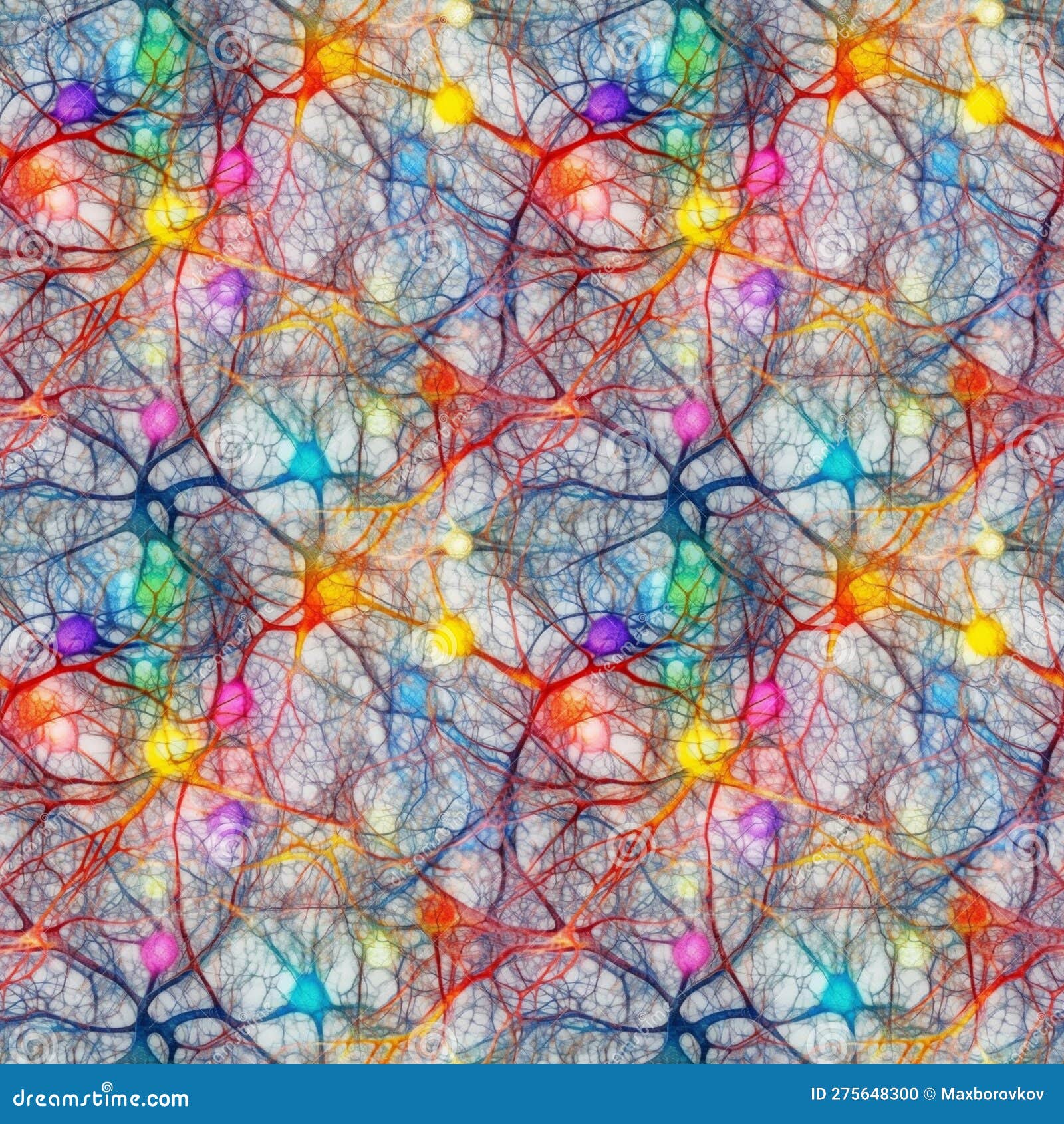 Neuron Cells with Multicolored Glowing Link Knots in Light Space. AI ...