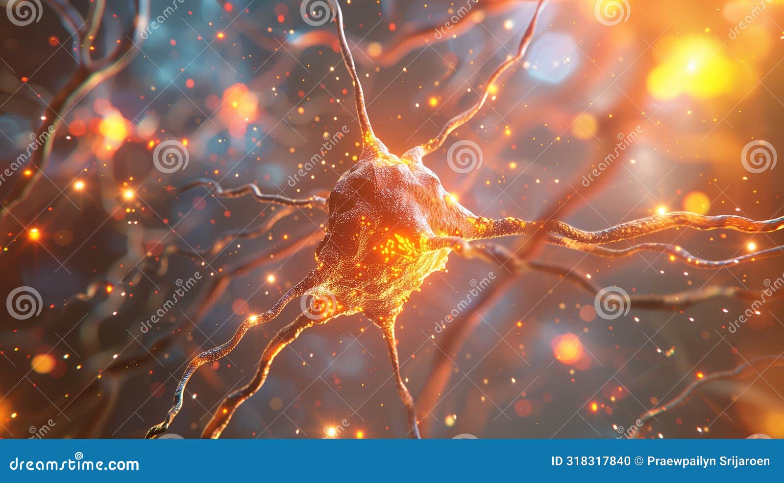 Neuron Cells and Neural Network Professionally Rendered, Highlighting ...