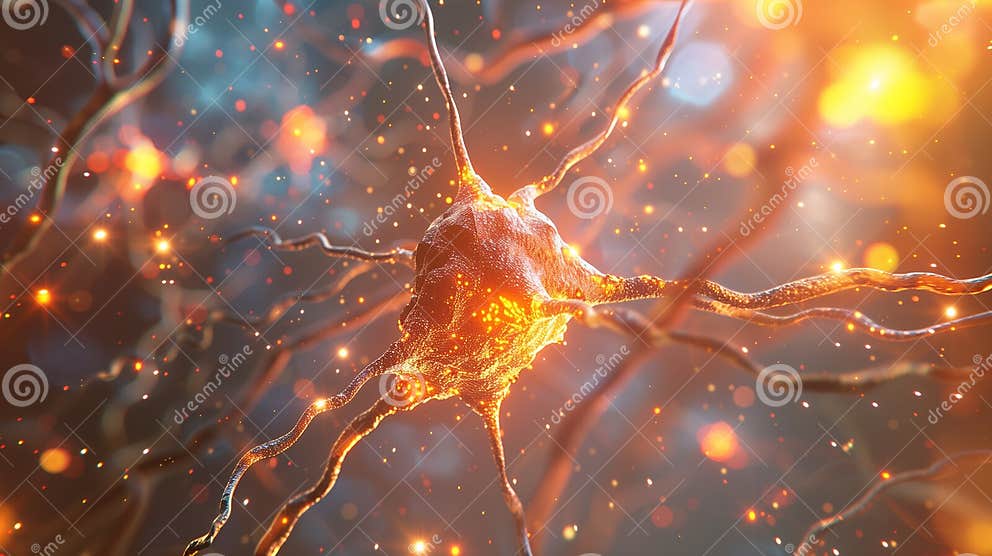 Neuron Cells and Neural Network Professionally Rendered, Highlighting ...