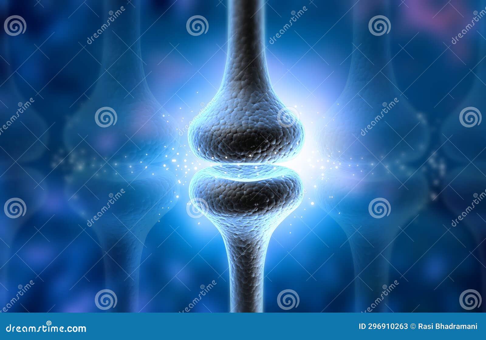 Neuron Cells Sending Electrical Chemical Signals Stock Illustration ...