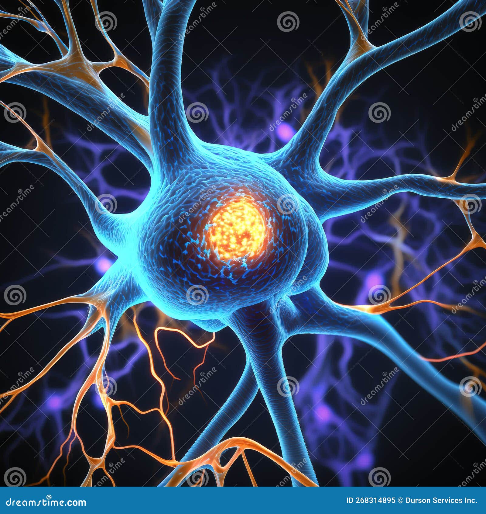 Neuron Cells Sending Electrical Chemical Signals Stock Illustration ...