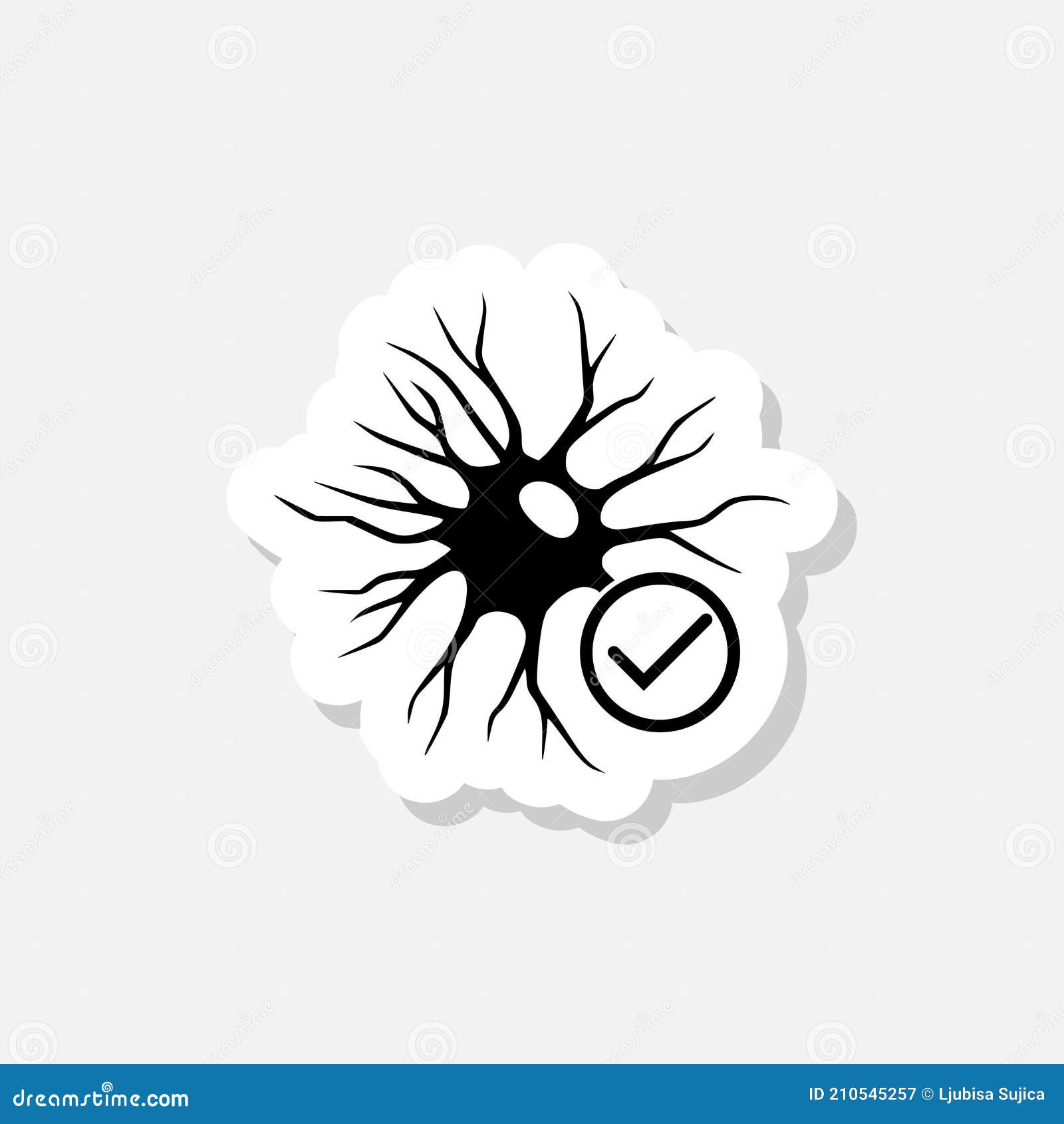 Neuron with Check Mark Sticker Icon Stock Vector - Illustration of ...
