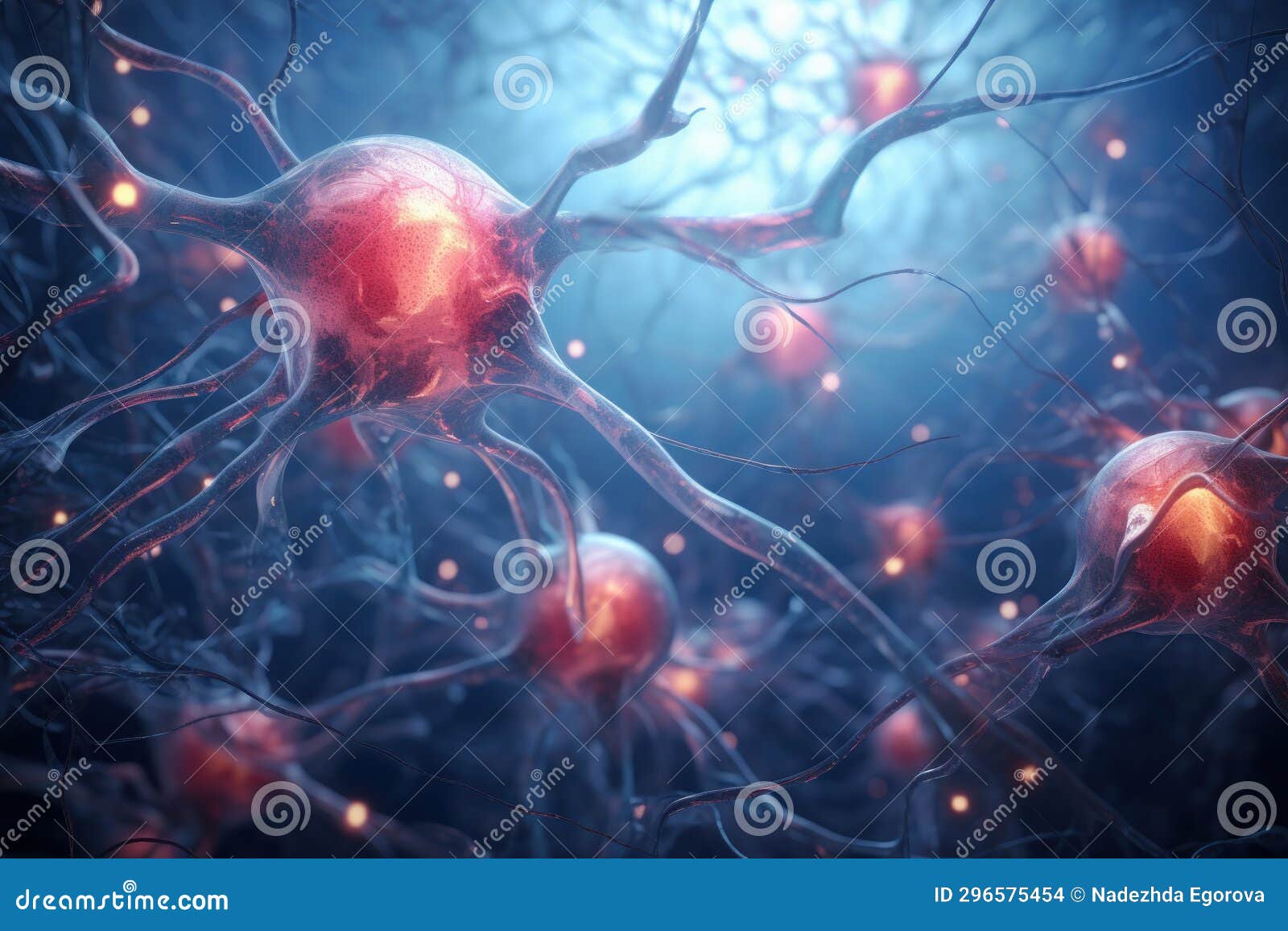 Neuron Close-up View, Signal in the Neural Network Stock Illustration ...