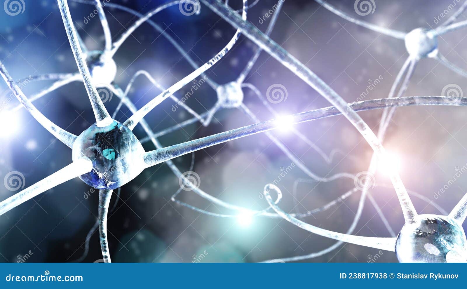 Neuron Close-up, the Work of the Brain Stock Illustration ...