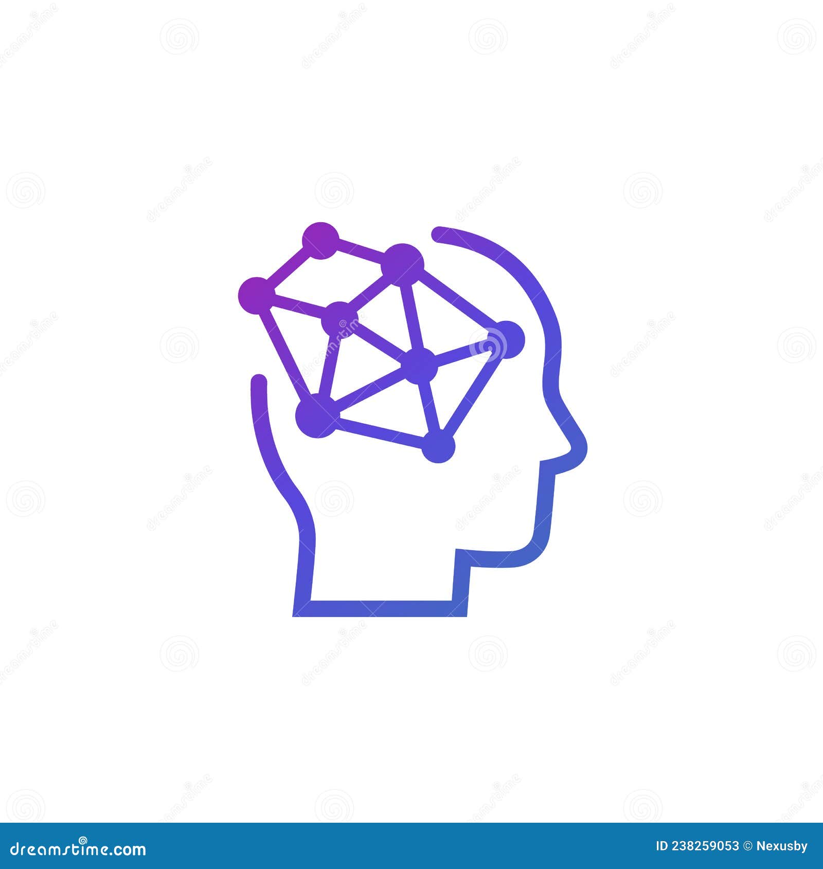 Neuron Connections Icon with Head Stock Vector - Illustration of human ...
