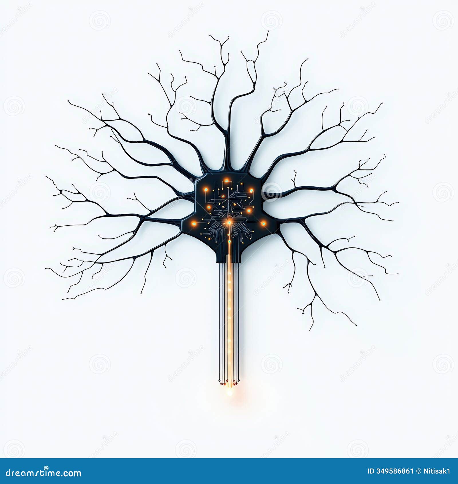 Neuron Design with Glowing Connections Isolated Stock Illustration ...