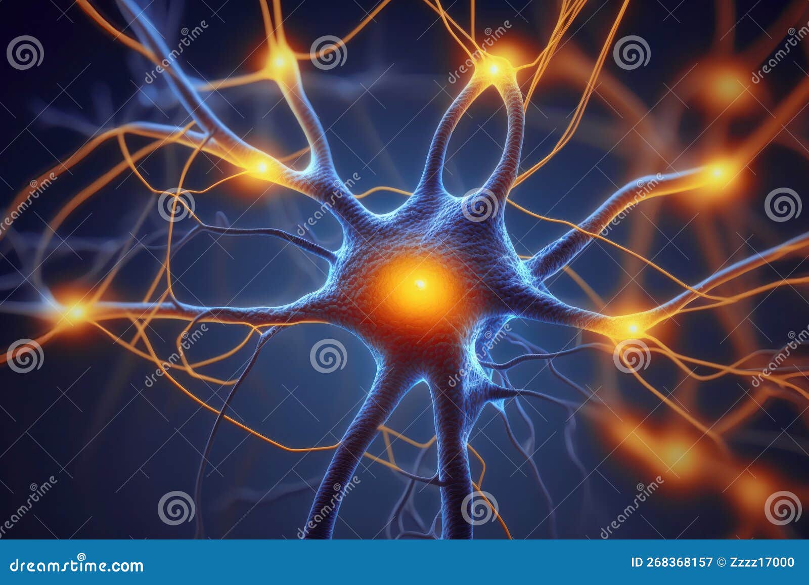 Neuron with Electric Activity. Generative AI Stock Illustration ...