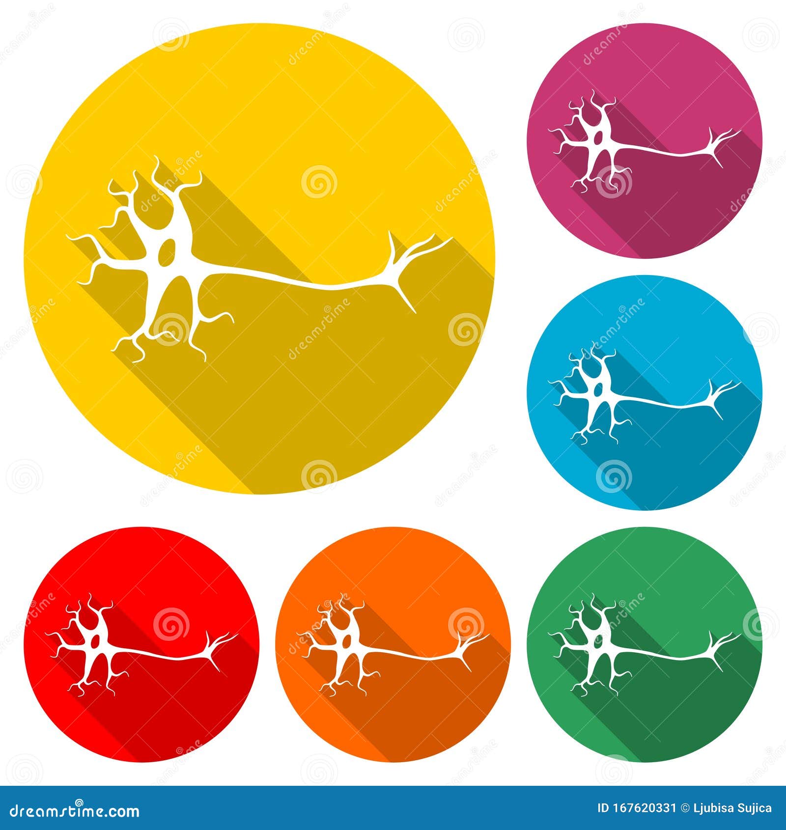 Neuron Icon with Long Shadow Stock Vector - Illustration of heart ...