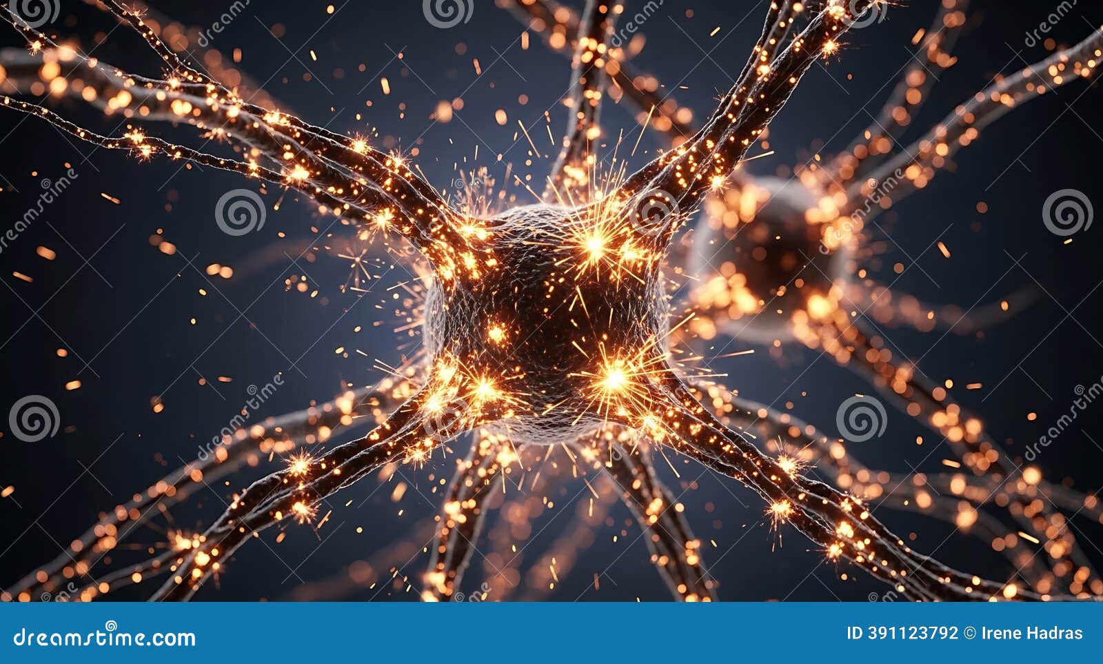 Neuron Illustration Showing A Complex Network Of Branching Dendrites ...