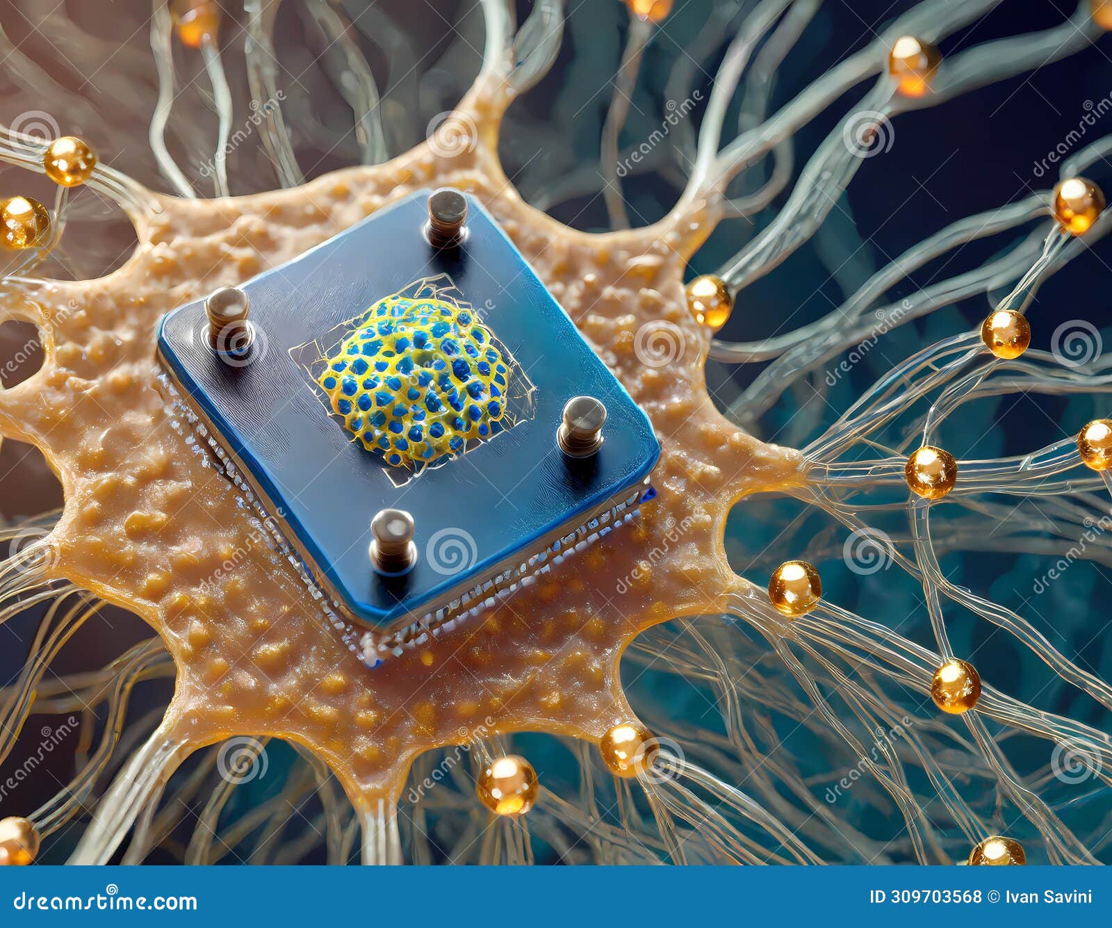 A Neuron with an Implanted Microchip, Concept Nanotechnology and ...