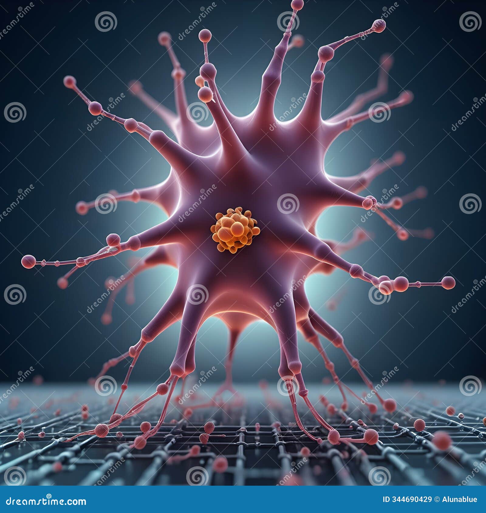 Neuron-Inspired Molecular Structure Art Stock Image - Image of virus ...