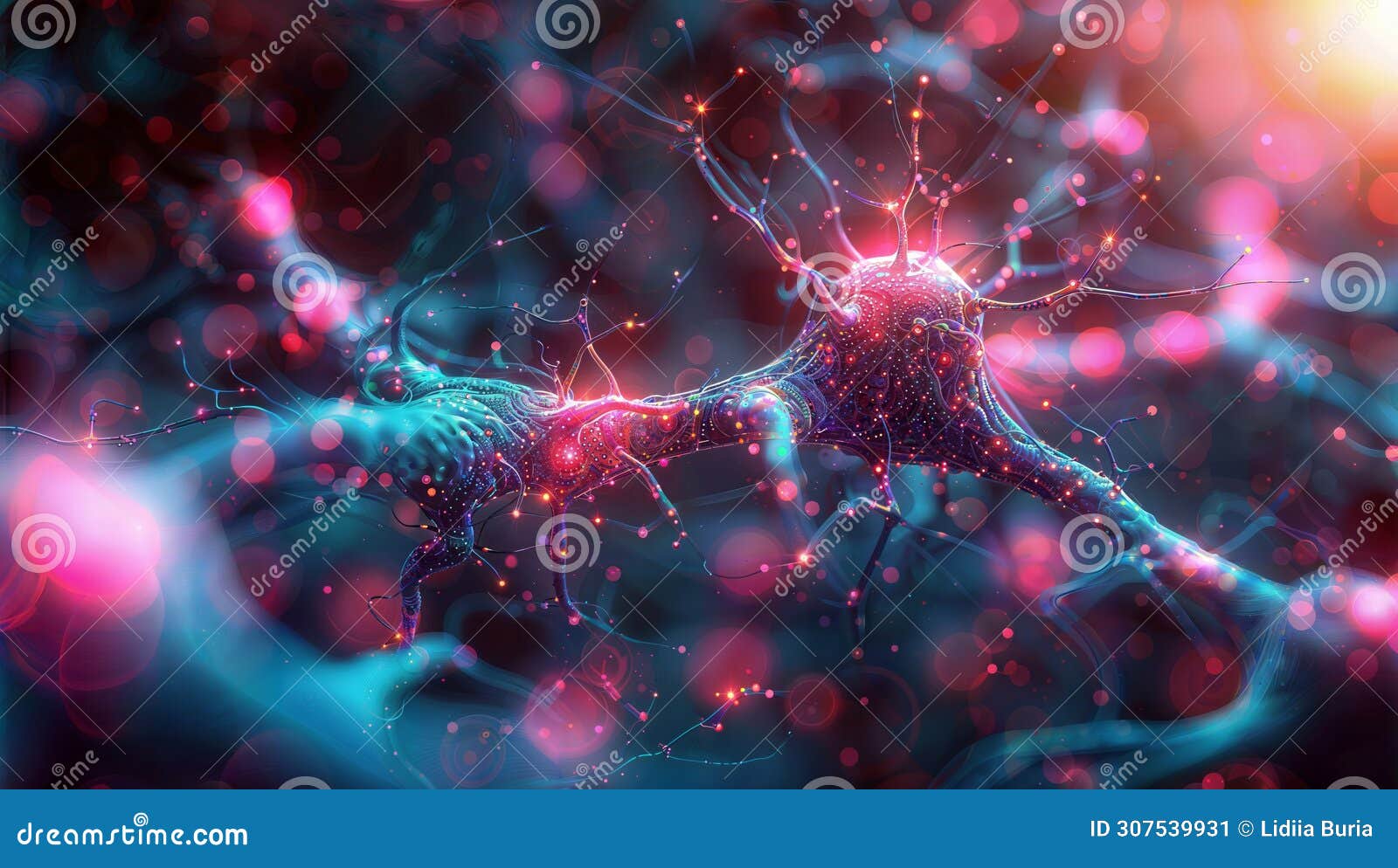 Hands Hold Neuron Model: Biopunk Patterns in Interconnected Art ...