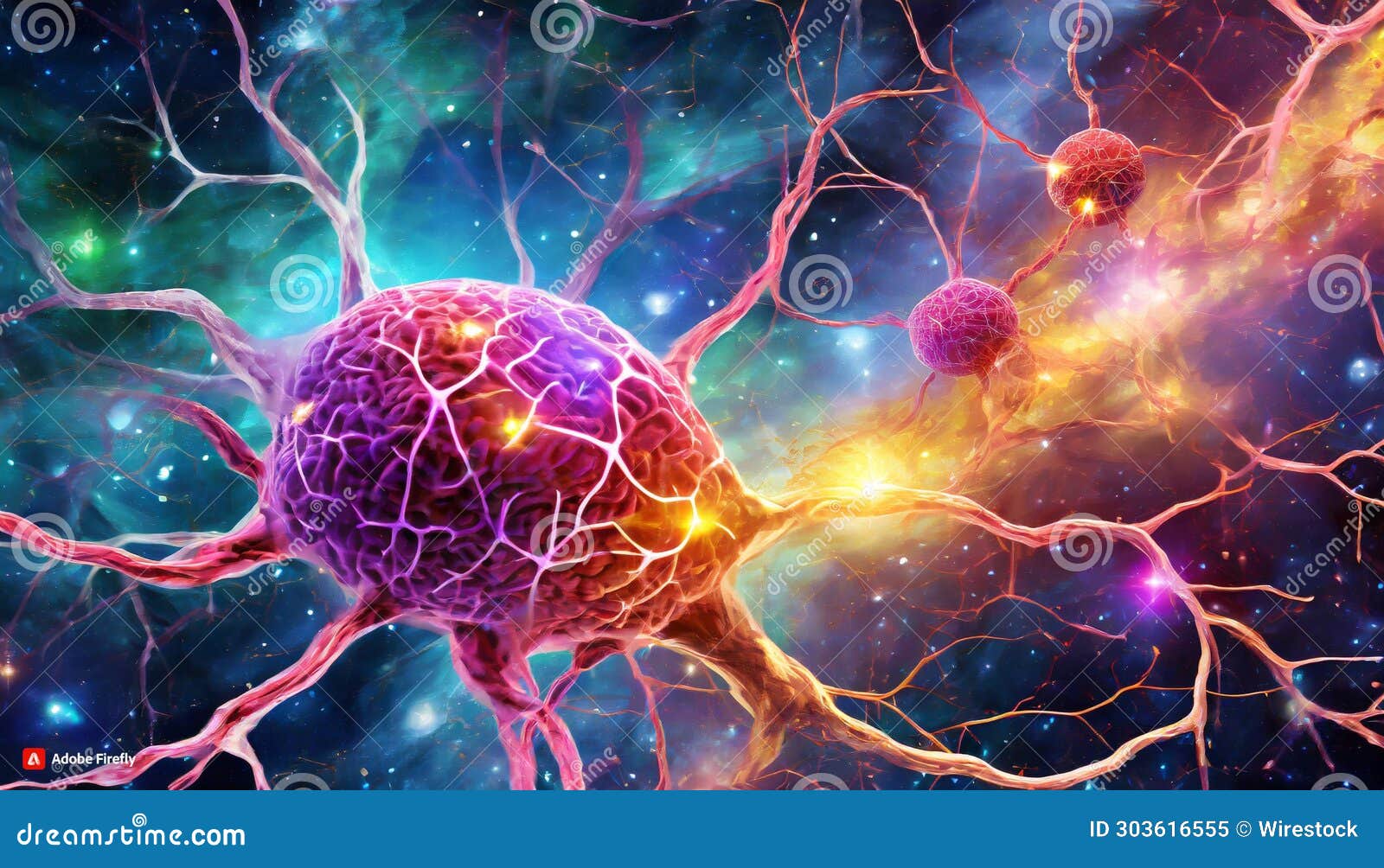 A Neuron Nerve Cell, Appearing Vibrant and Active with Its Intricate ...