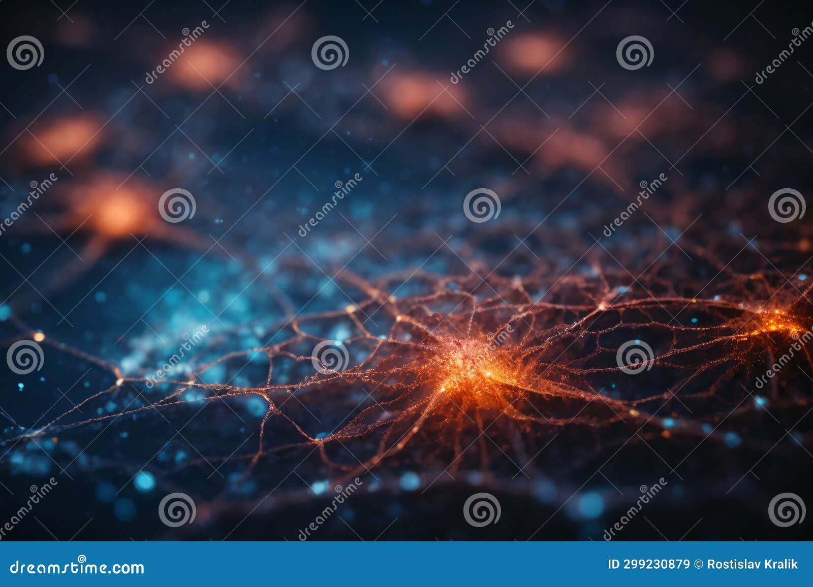A Neuron Net Inside of Brain Stock Illustration - Illustration of blue ...