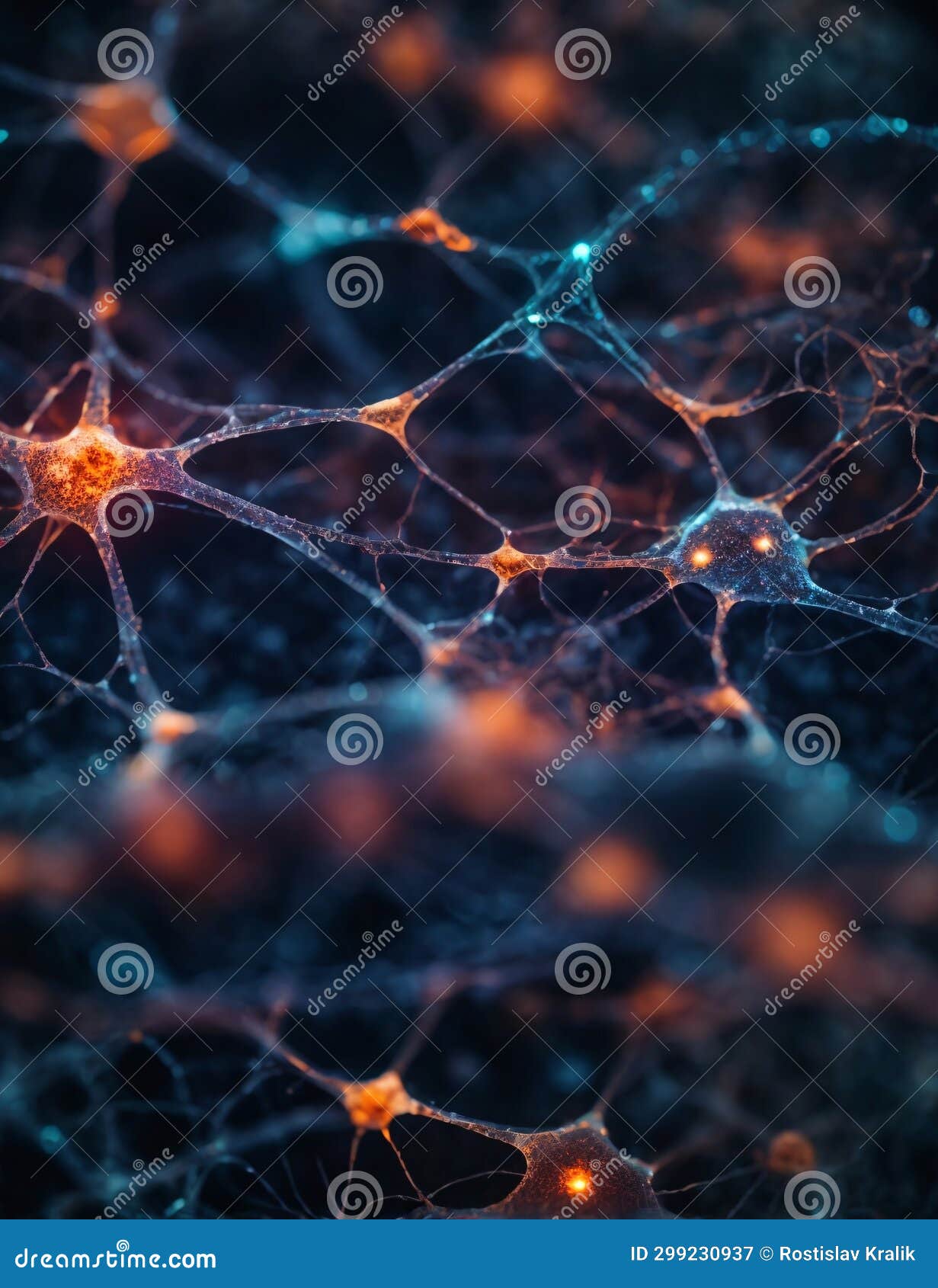 A Neuron Net Inside of Brain Stock Image - Image of brain, night: 299230937