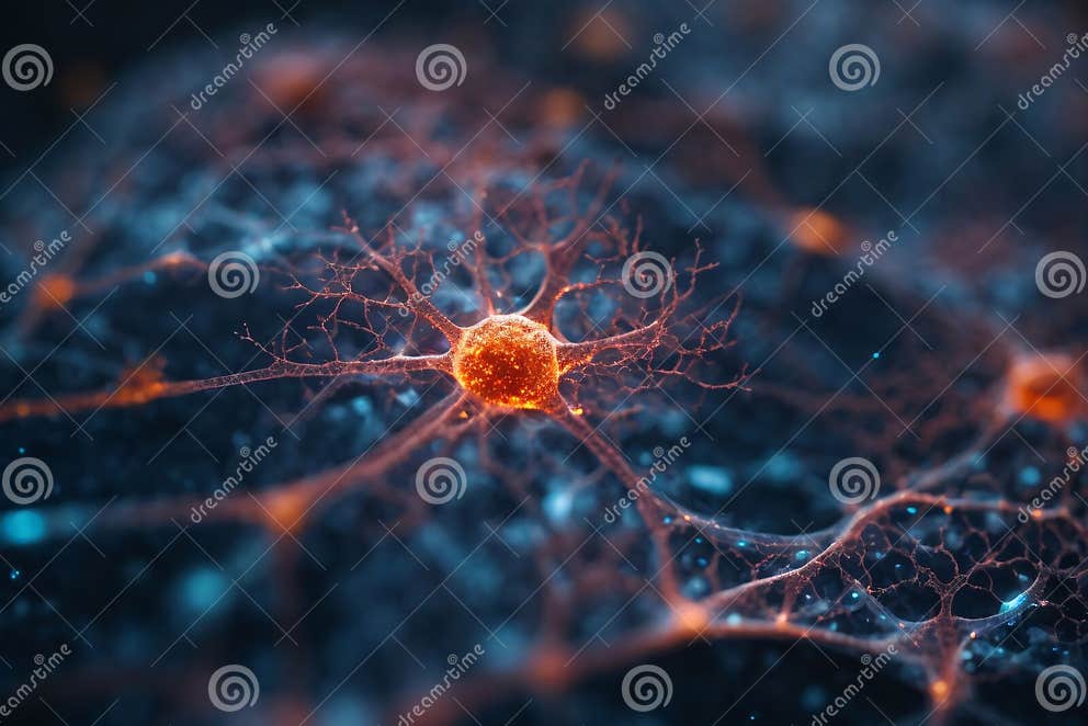 A Neuron Net Inside of Brain Stock Illustration - Illustration of curve ...