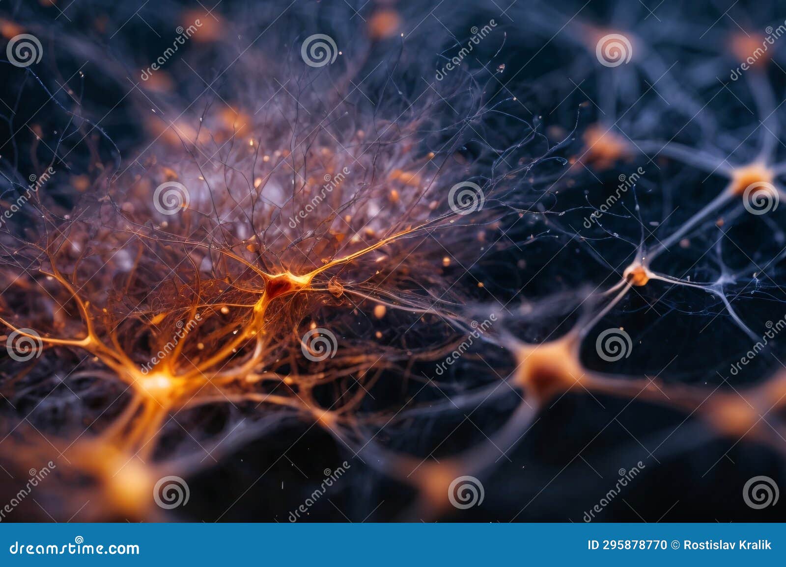 A Neuron Net Inside of Brain, Shimmering with a Vibrant Rainbow of ...