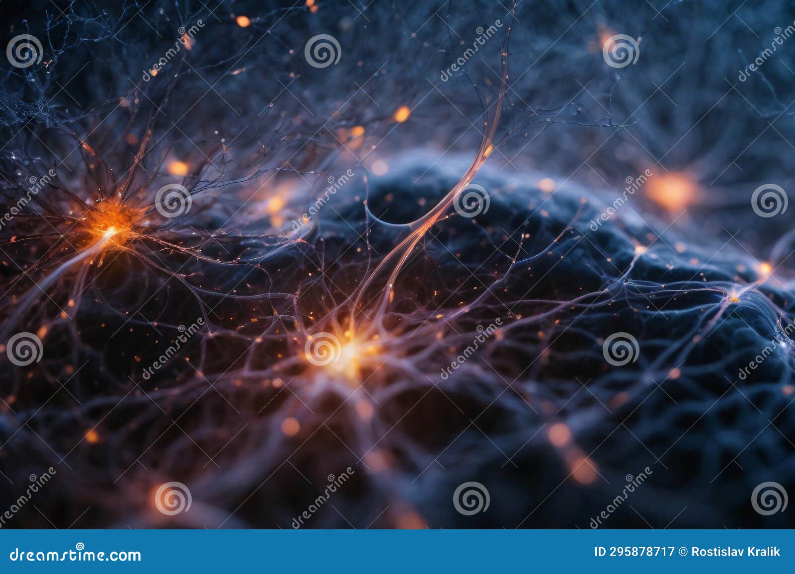 A Neuron Net Inside of Brain, Shimmering with a Vibrant Rainbow of ...