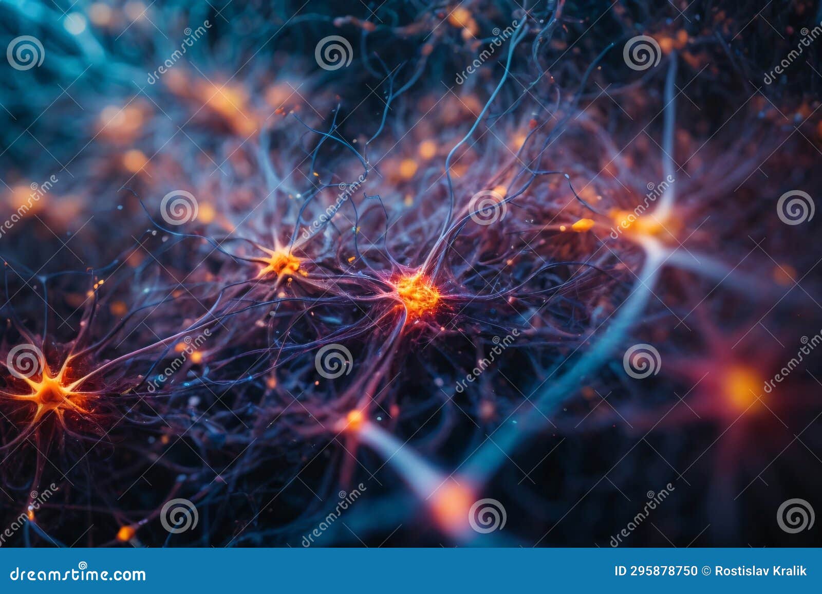 A Neuron Net Inside of Brain, Shimmering with a Vibrant Rainbow of ...