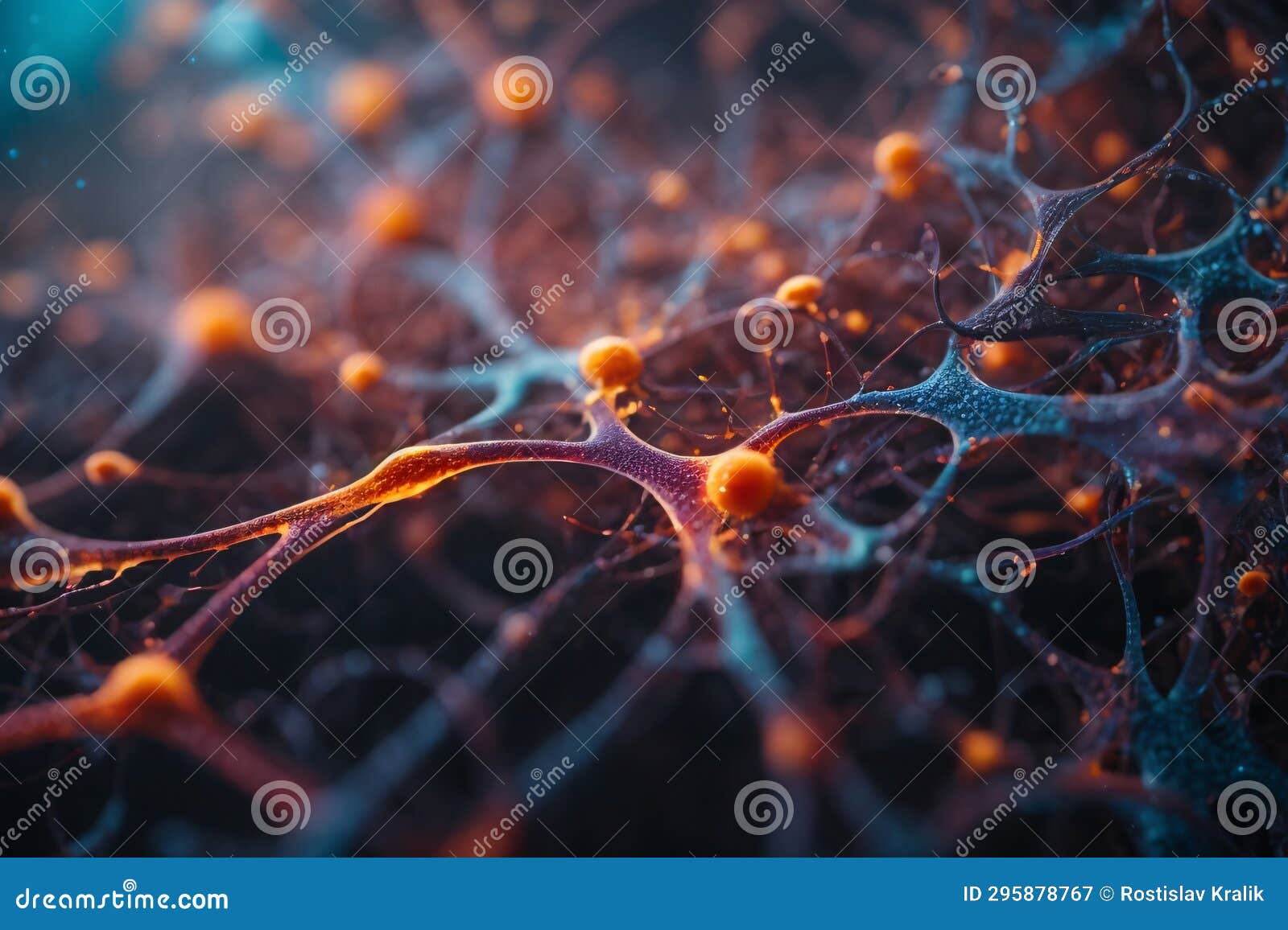 A Neuron Net Inside of Brain, Shimmering with a Vibrant Rainbow of ...