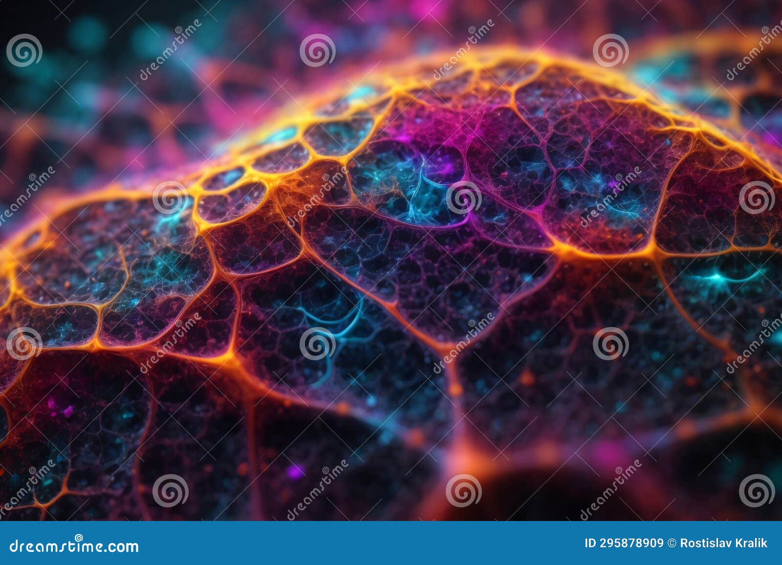 A Neuron Net Inside of Brain, Shimmering with a Vibrant Rainbow of ...