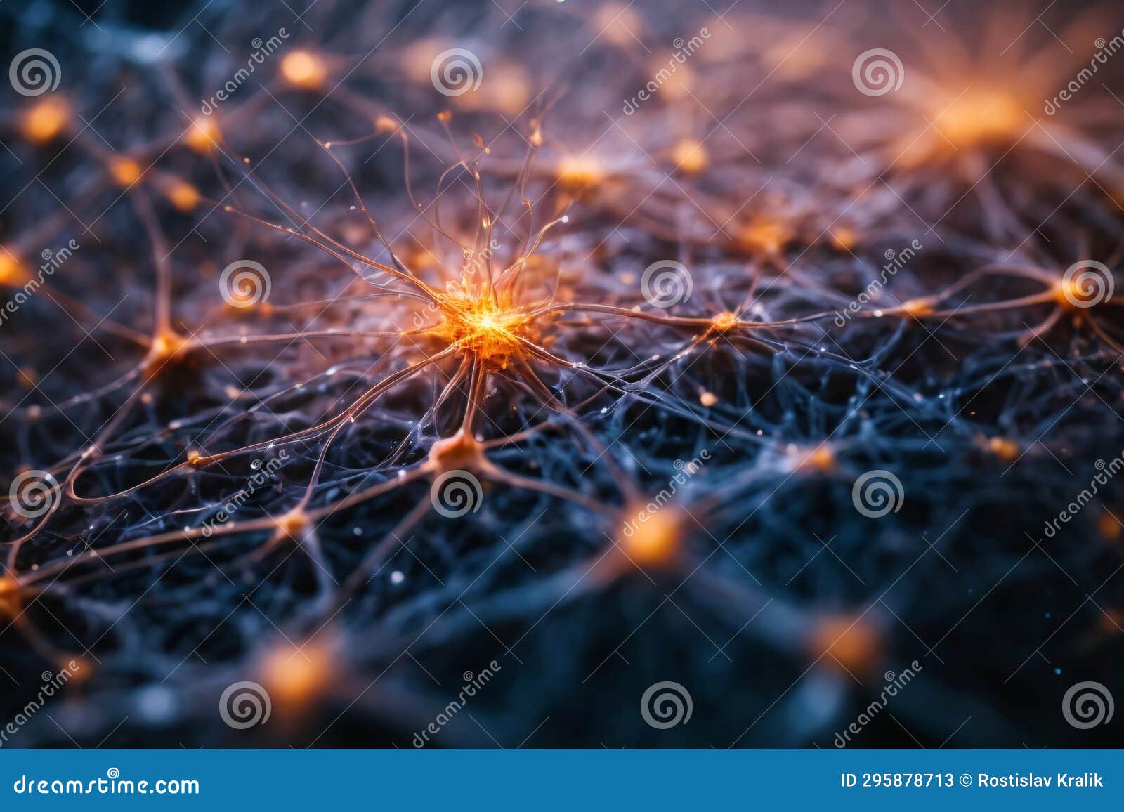 A Neuron Net Inside of Brain, Shimmering with a Vibrant Rainbow of ...