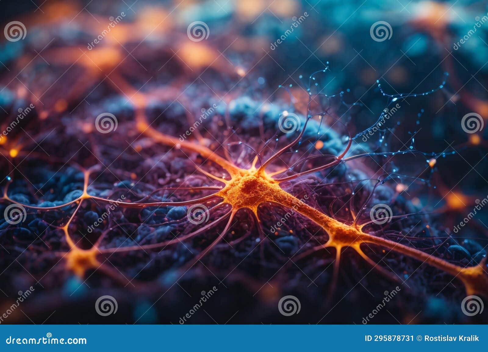A Neuron Net Inside of Brain, Shimmering with a Vibrant Rainbow of ...