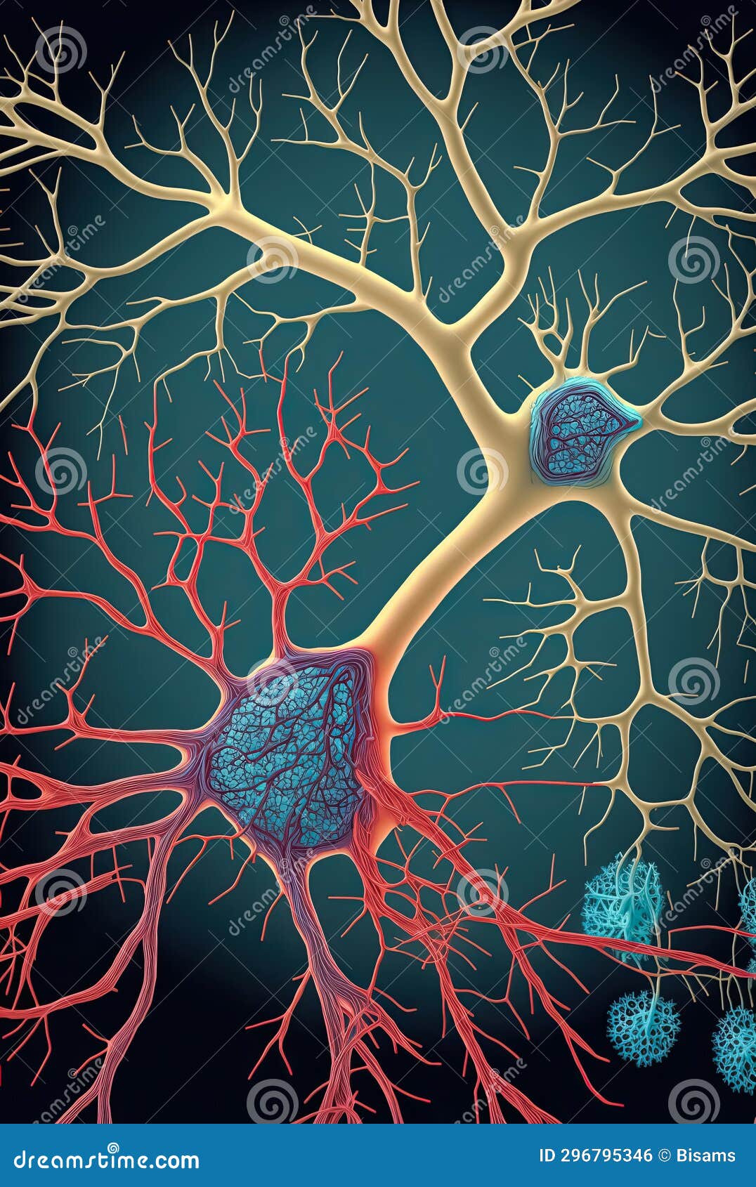 Neuron Network Brain Cells. Human Nervous System and Brain Activity ...