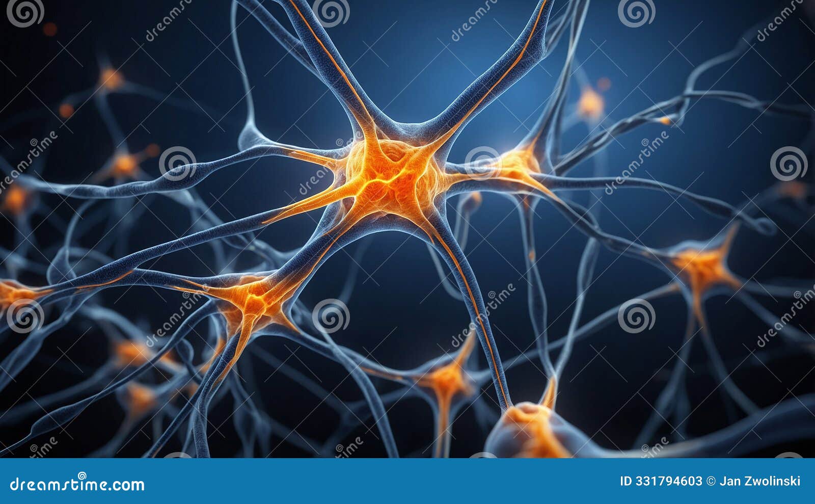 Neuron Network with Glowing Connections Representing the Brain S ...