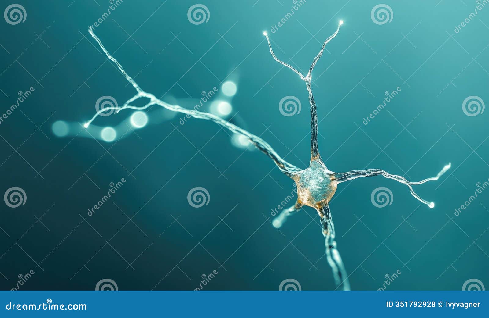 A Neuron is Shown in a Blue Background Stock Illustration ...
