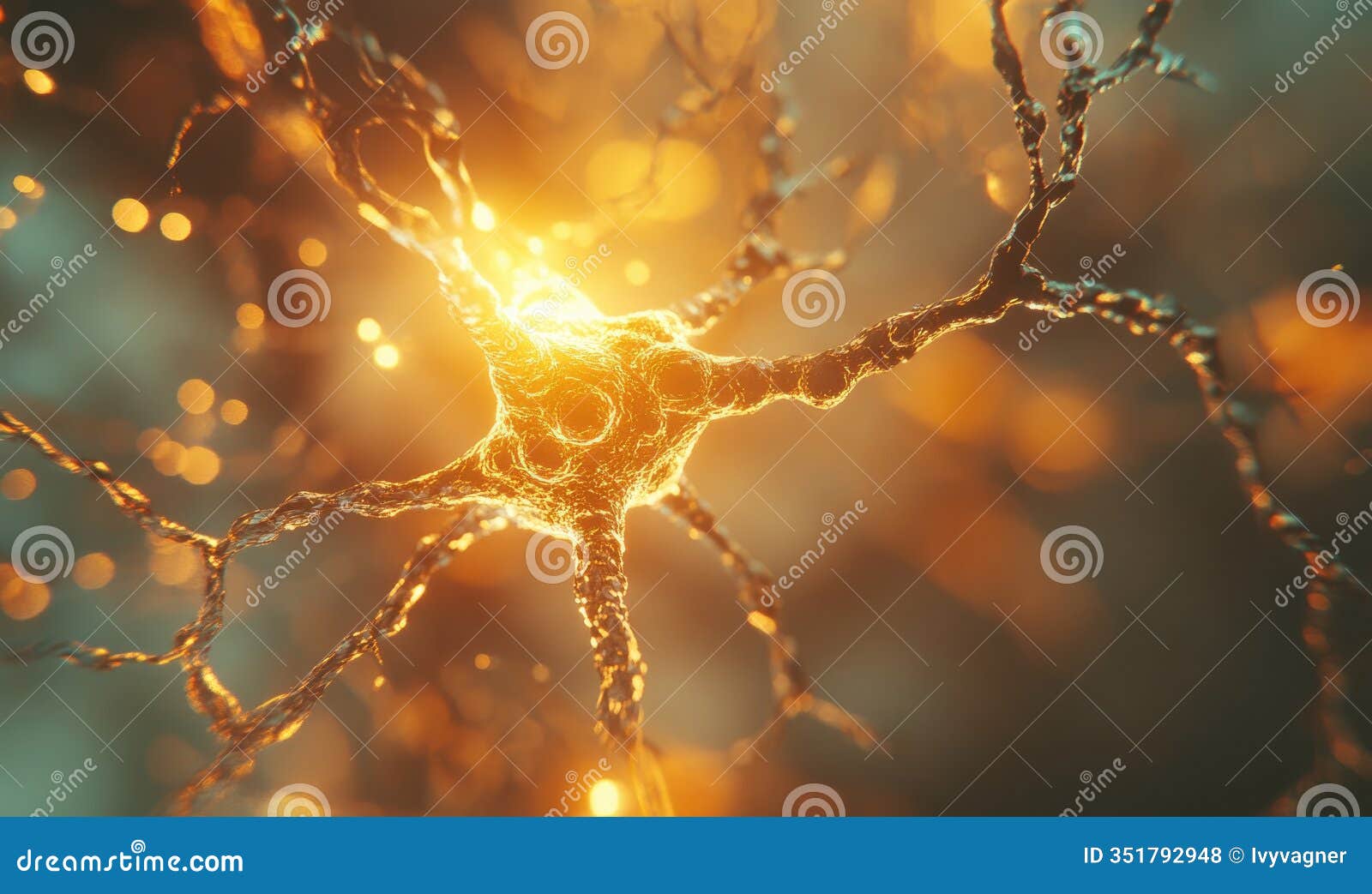 A Neuron is Shown in a Close Up Stock Illustration - Illustration of ...