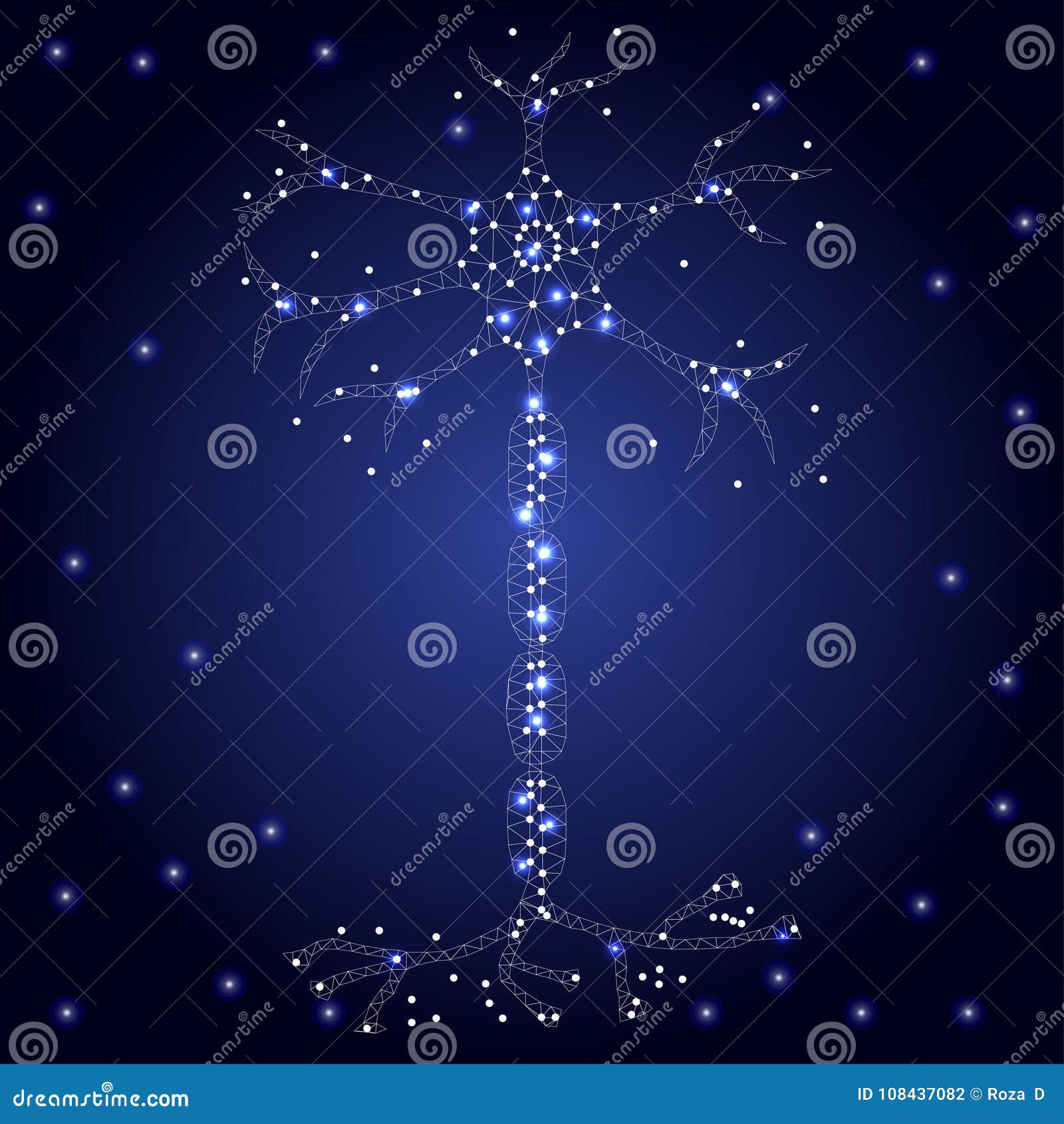 Neuron, stars, dots 1 stock vector. Illustration of science - 108437082