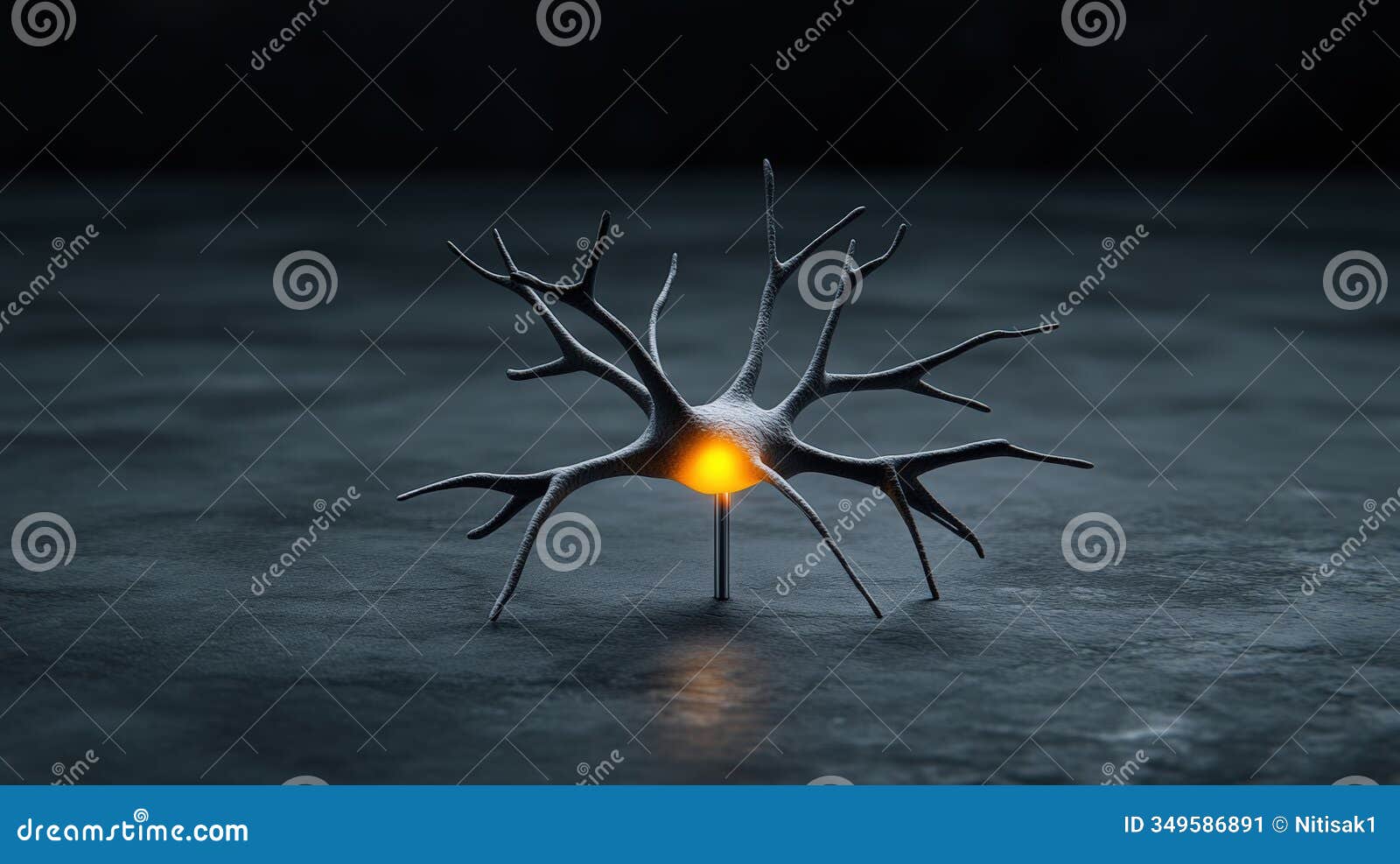 Neuron Structure With An Orange Glow On A Dark Background Royalty-Free ...
