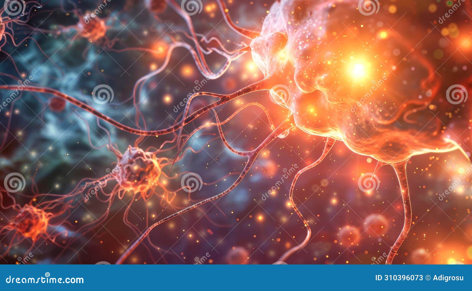 Neuron and Synapse Structure Stock Illustration - Illustration of ...