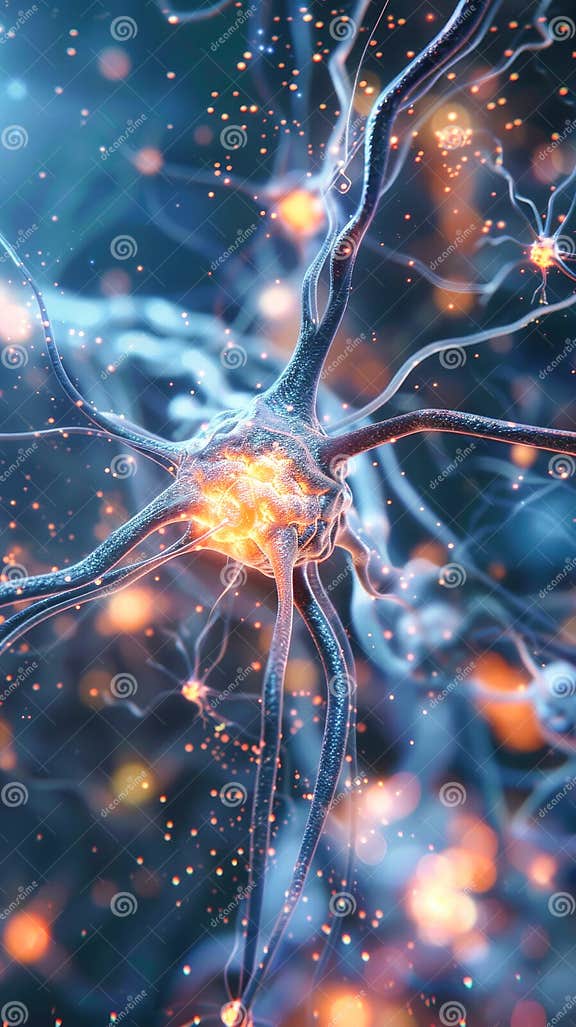Neuron and Synapse Structure Stock Illustration - Illustration of macro ...