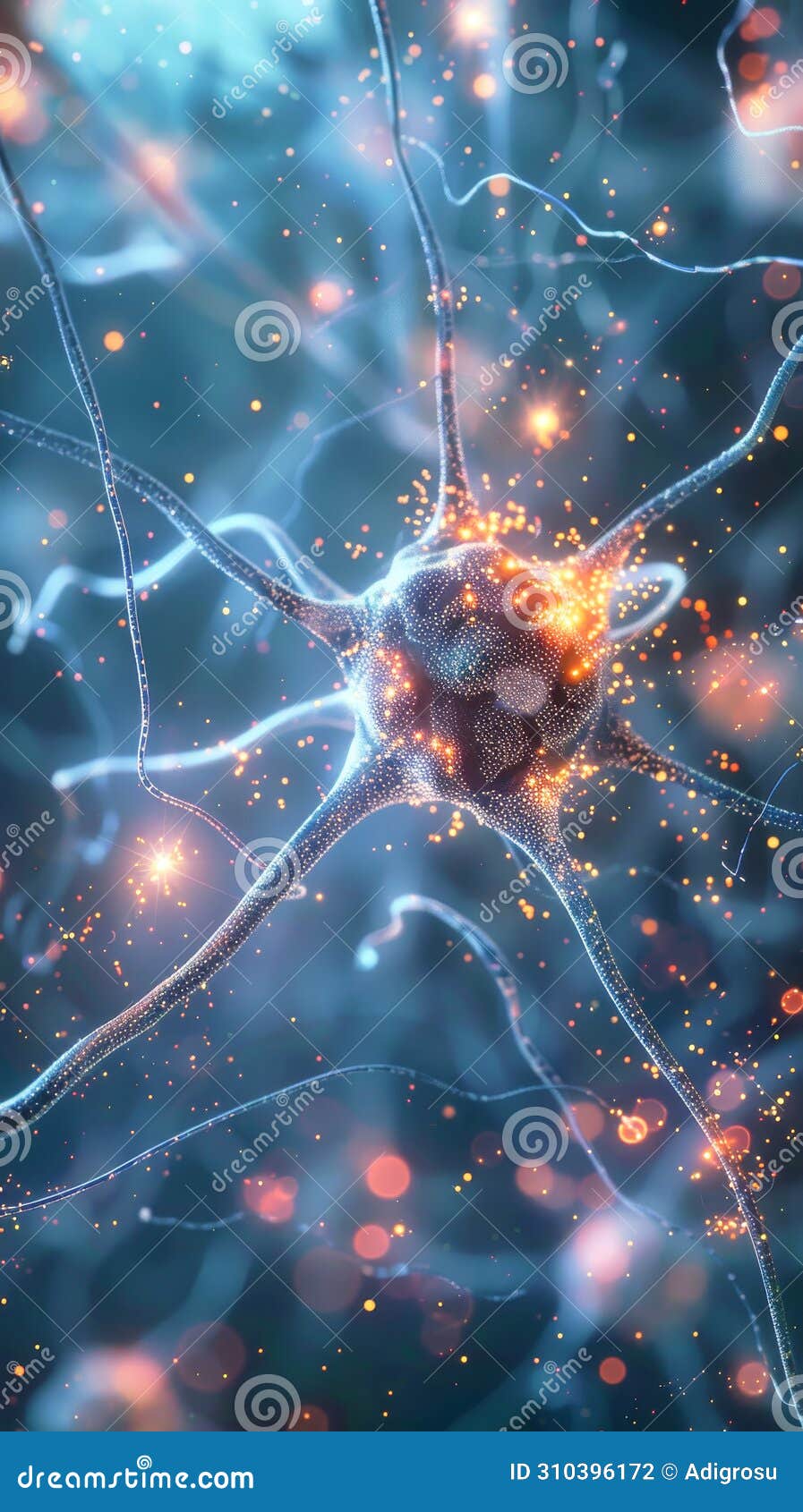 Neuron and Synapse Structure Stock Illustration - Illustration of ...