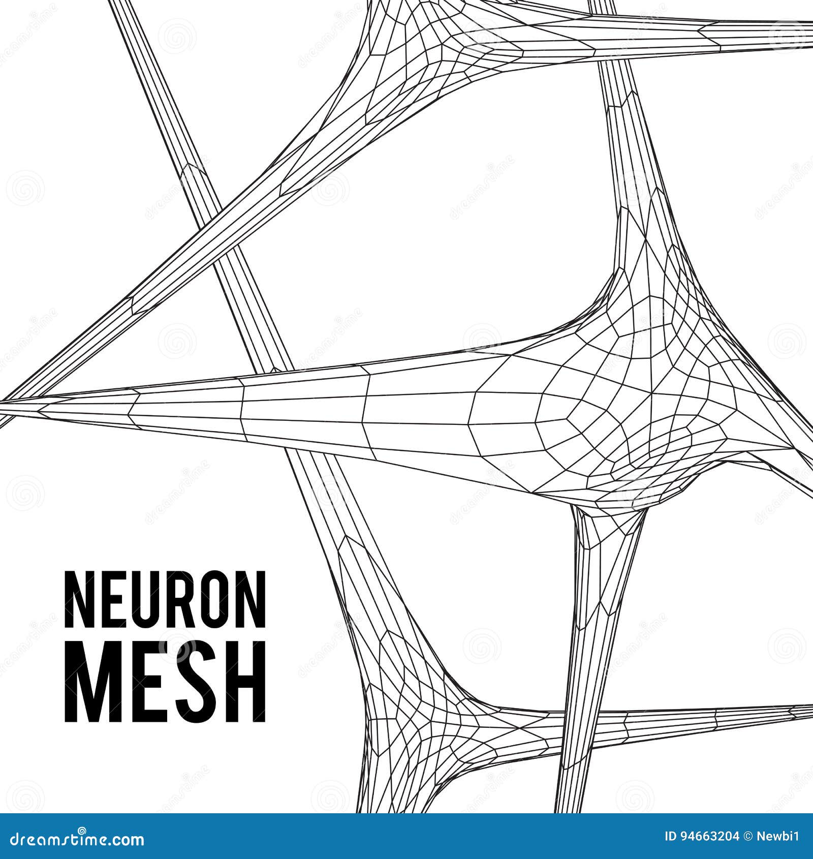 Neuron System Wireframe Mesh Model Stock Vector - Illustration of ...