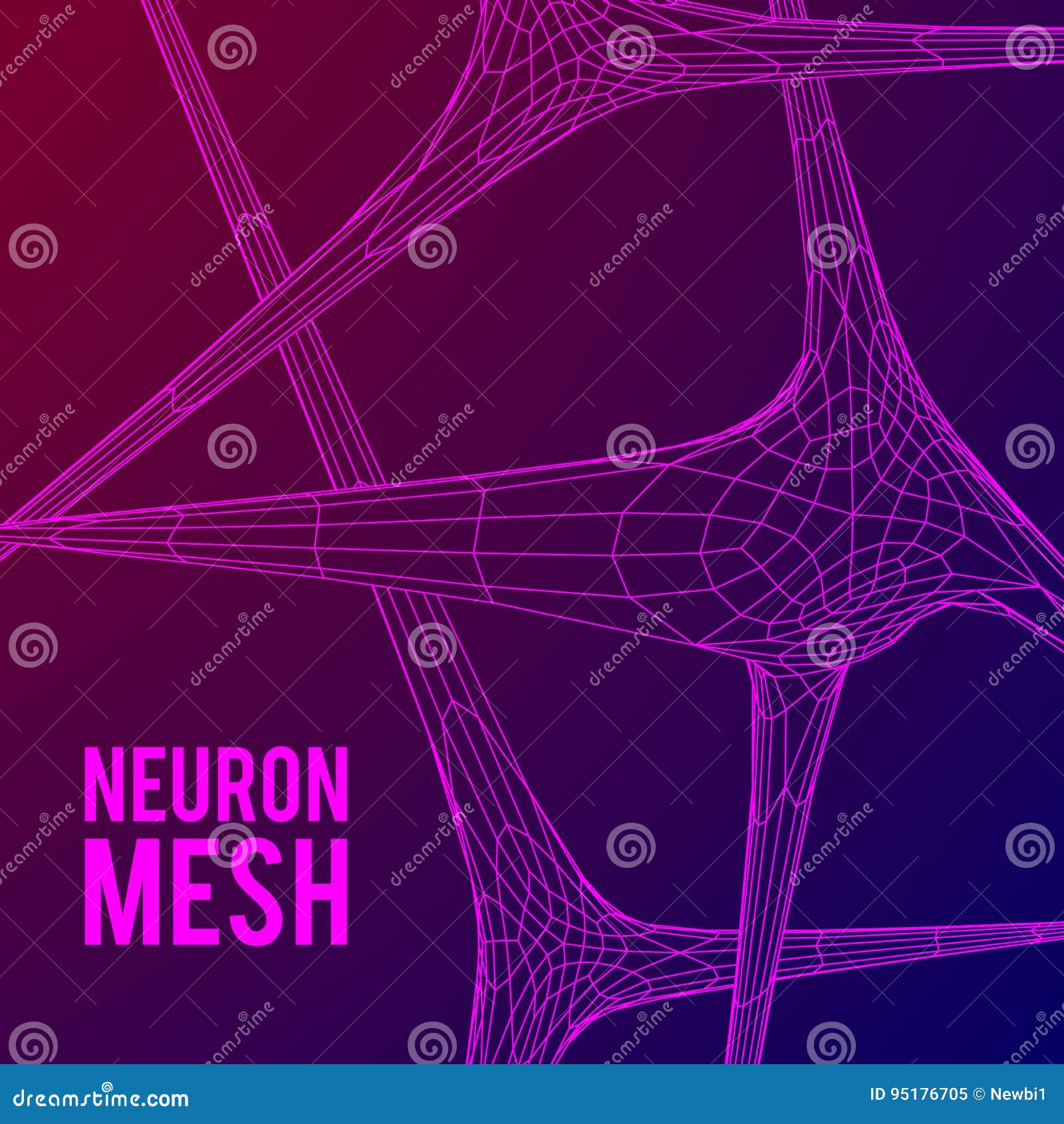 Neuron System Wireframe Mesh Model Stock Vector - Illustration of ...