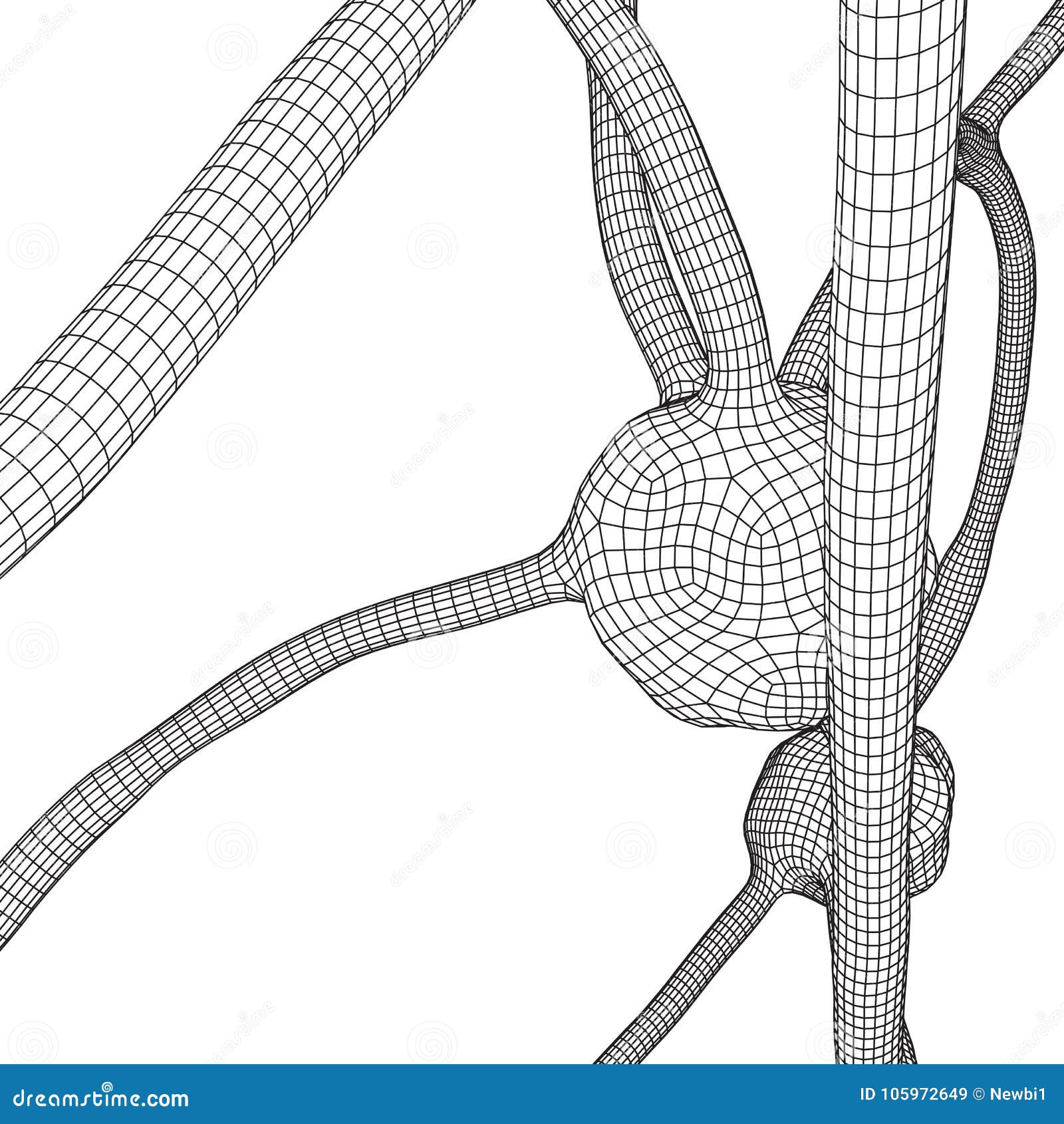 Neuron System Wireframe Mesh Model Stock Vector - Illustration of ...