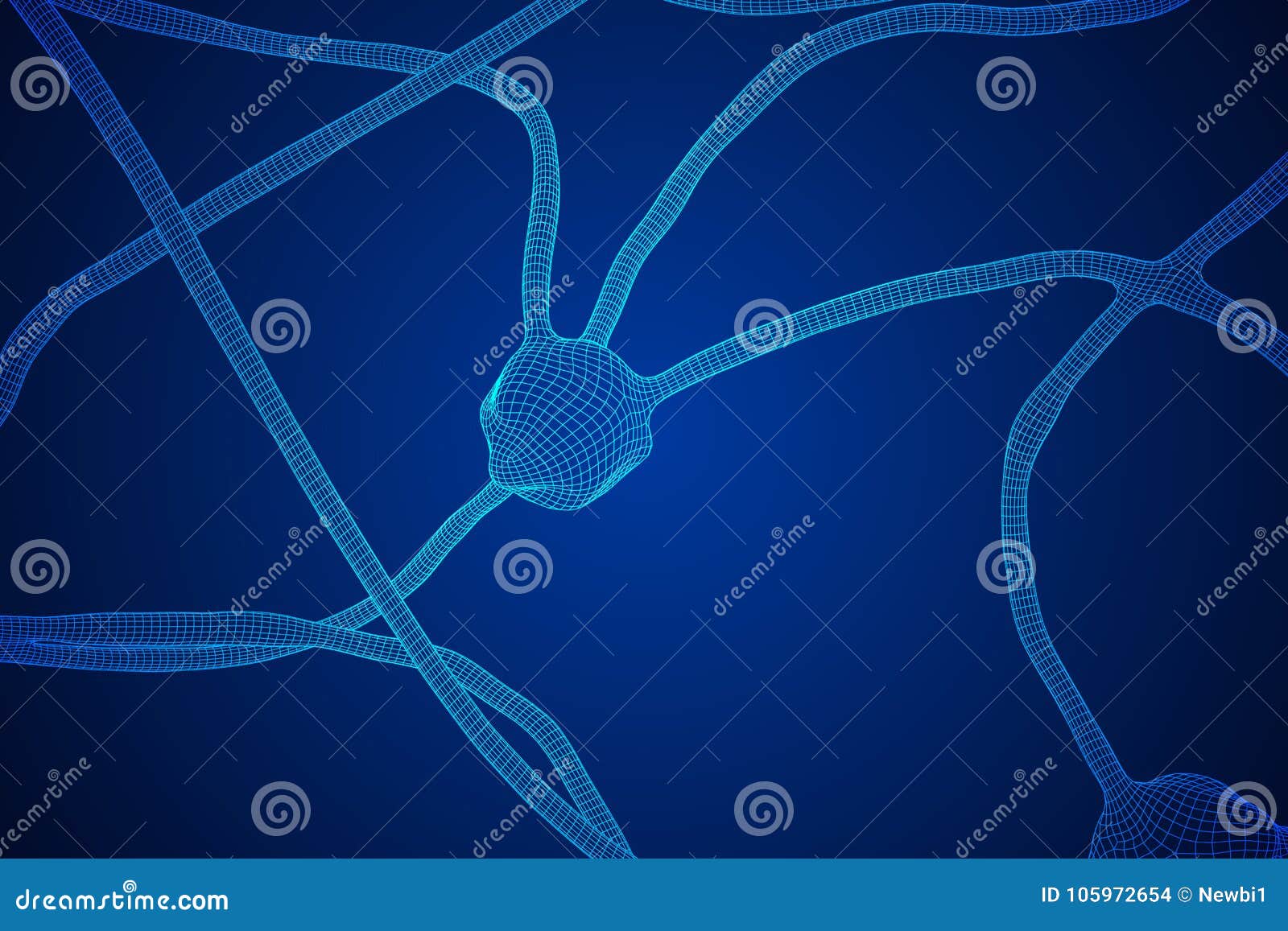 Neuron System Wireframe Mesh Model Stock Vector - Illustration of mesh ...