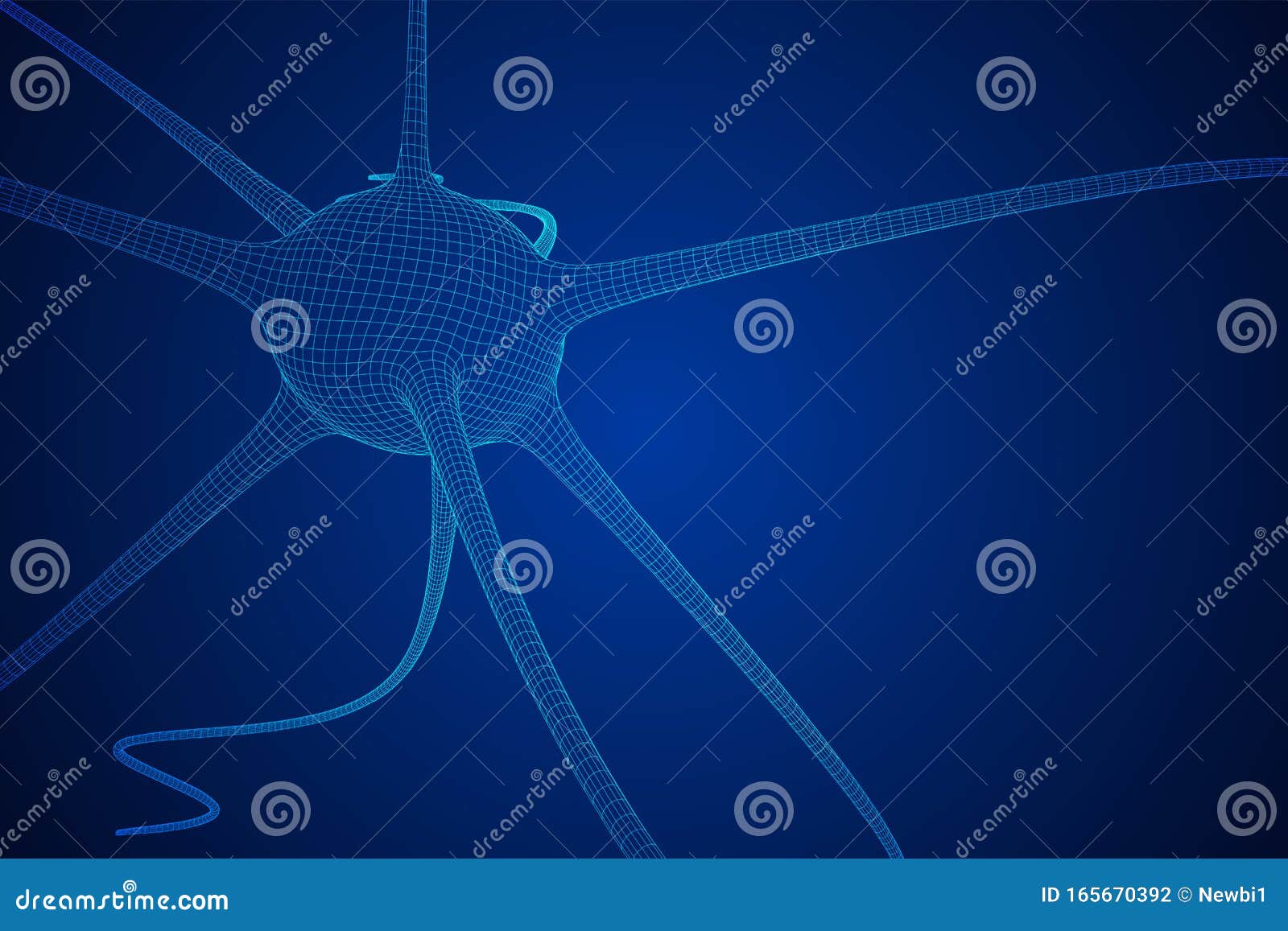 Neuron System Wireframe Mesh Model. Stock Vector - Illustration of ...