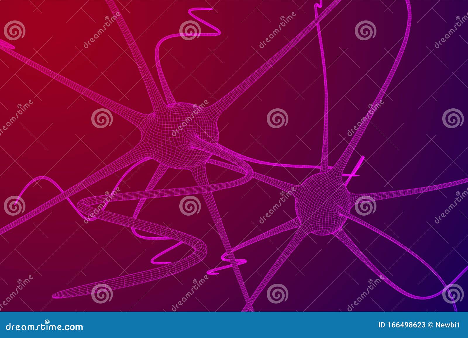 Neuron System Wireframe Mesh Model. Stock Vector - Illustration of ...