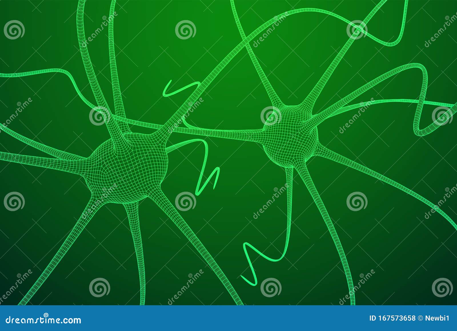 Neuron System Wireframe Mesh Model. Stock Vector - Illustration of ...