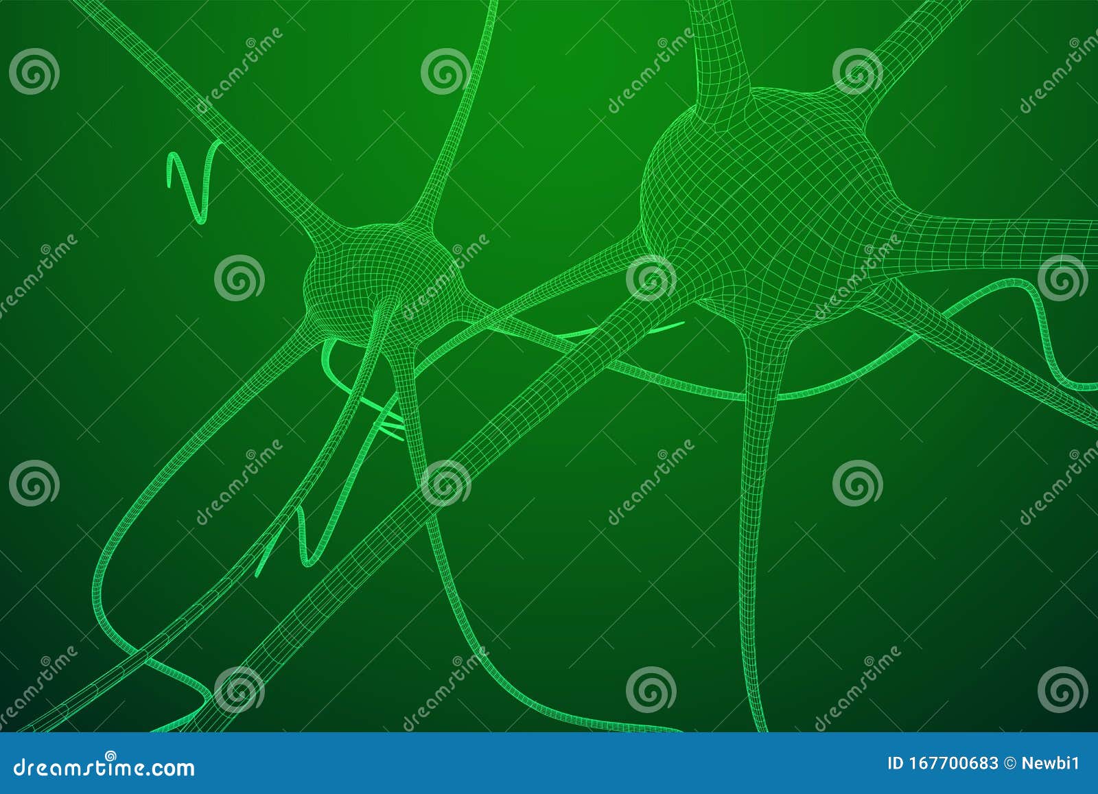 Neuron System Wireframe Mesh Model. Stock Vector - Illustration of cell ...